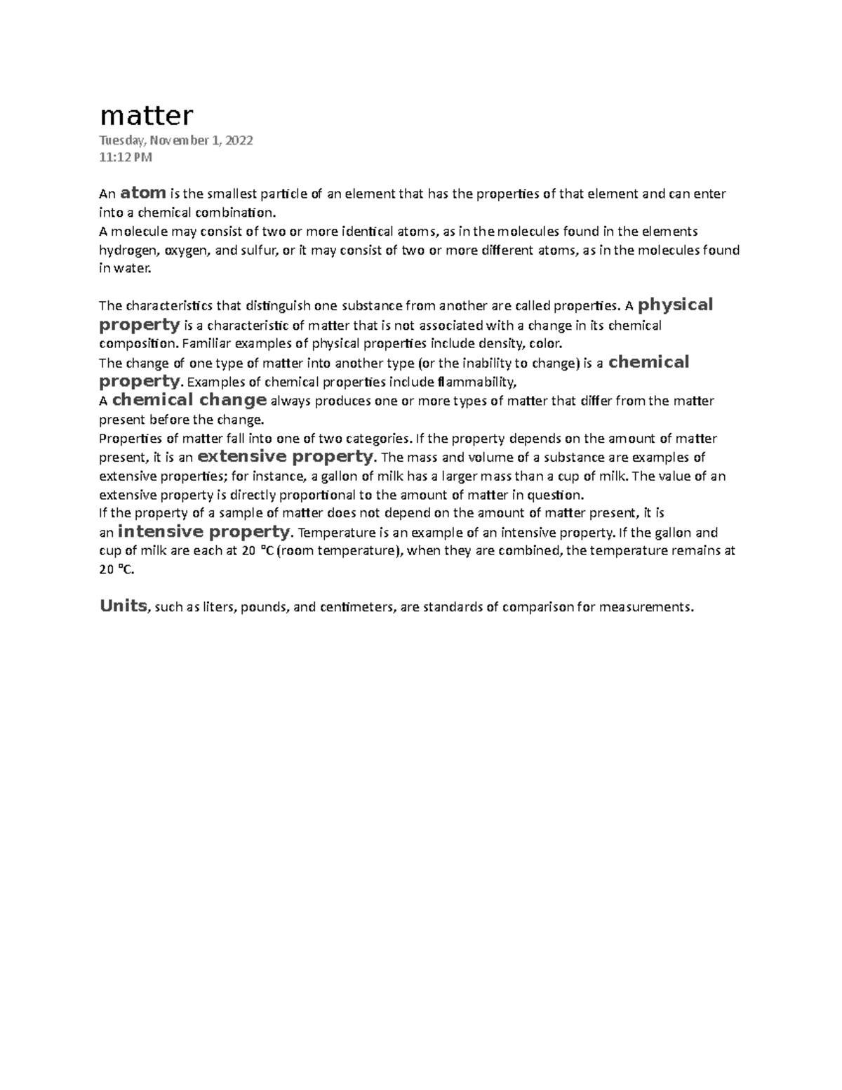 Matter 2 - matter Tuesday, November 1, 2022 11:12 PM An atom is the ...