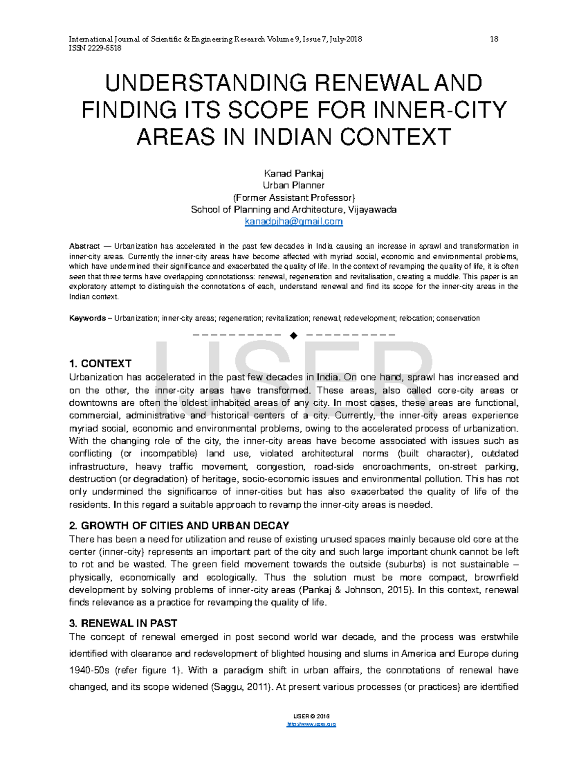 Understanding Renewal AND Finding ITS Scope FOR Inner CITY Areas IN Indian Context - ISSN 2229 ...