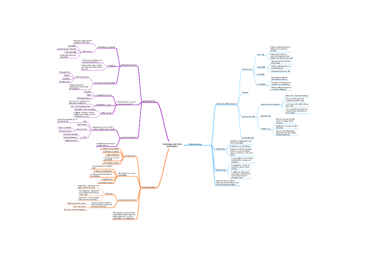 AI Mindmap - Immunology and Acute Inflammation Cellular responses Cells ...