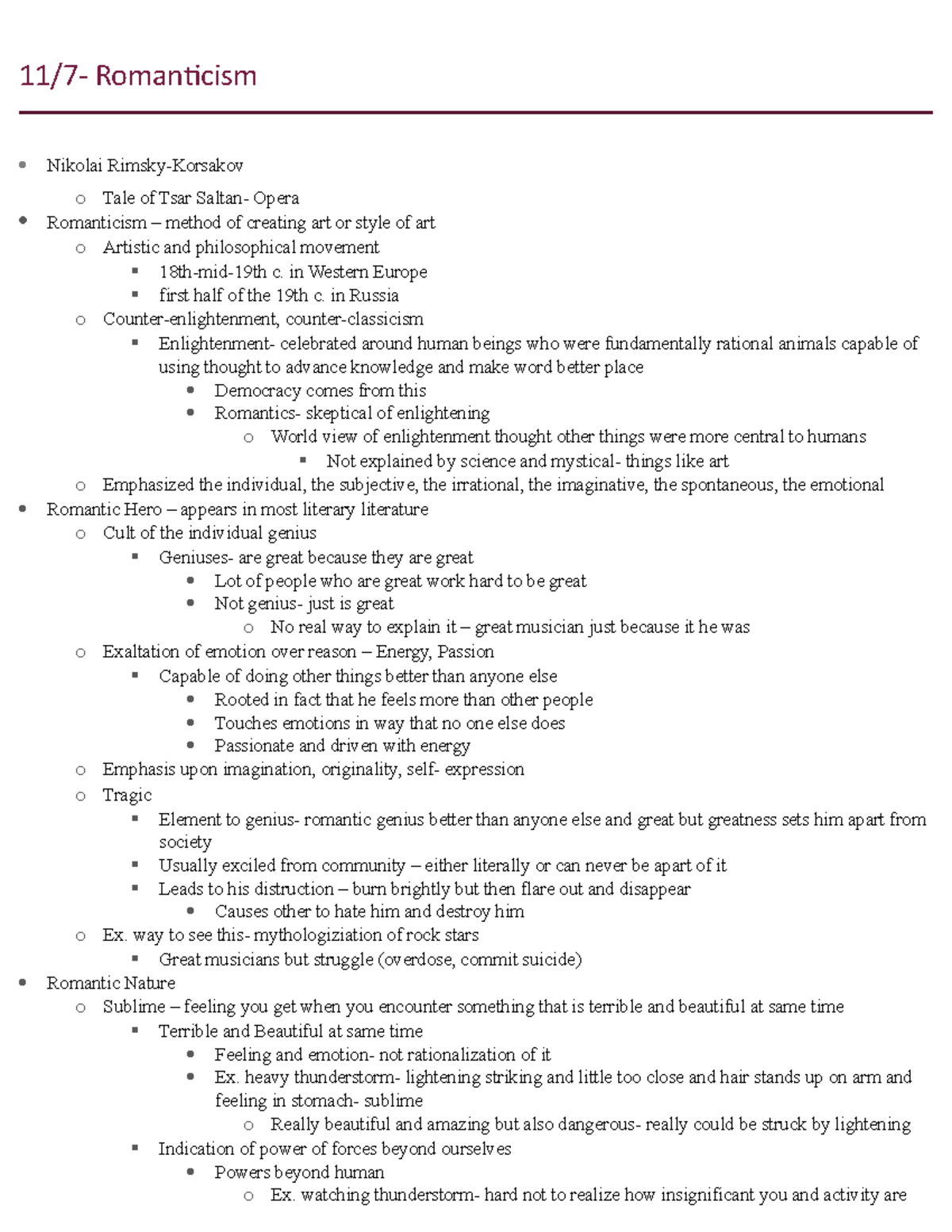 11:7- Romanticism - Lecture notes 16 - 11/7- Romanticism Nikolai Rimsky ...