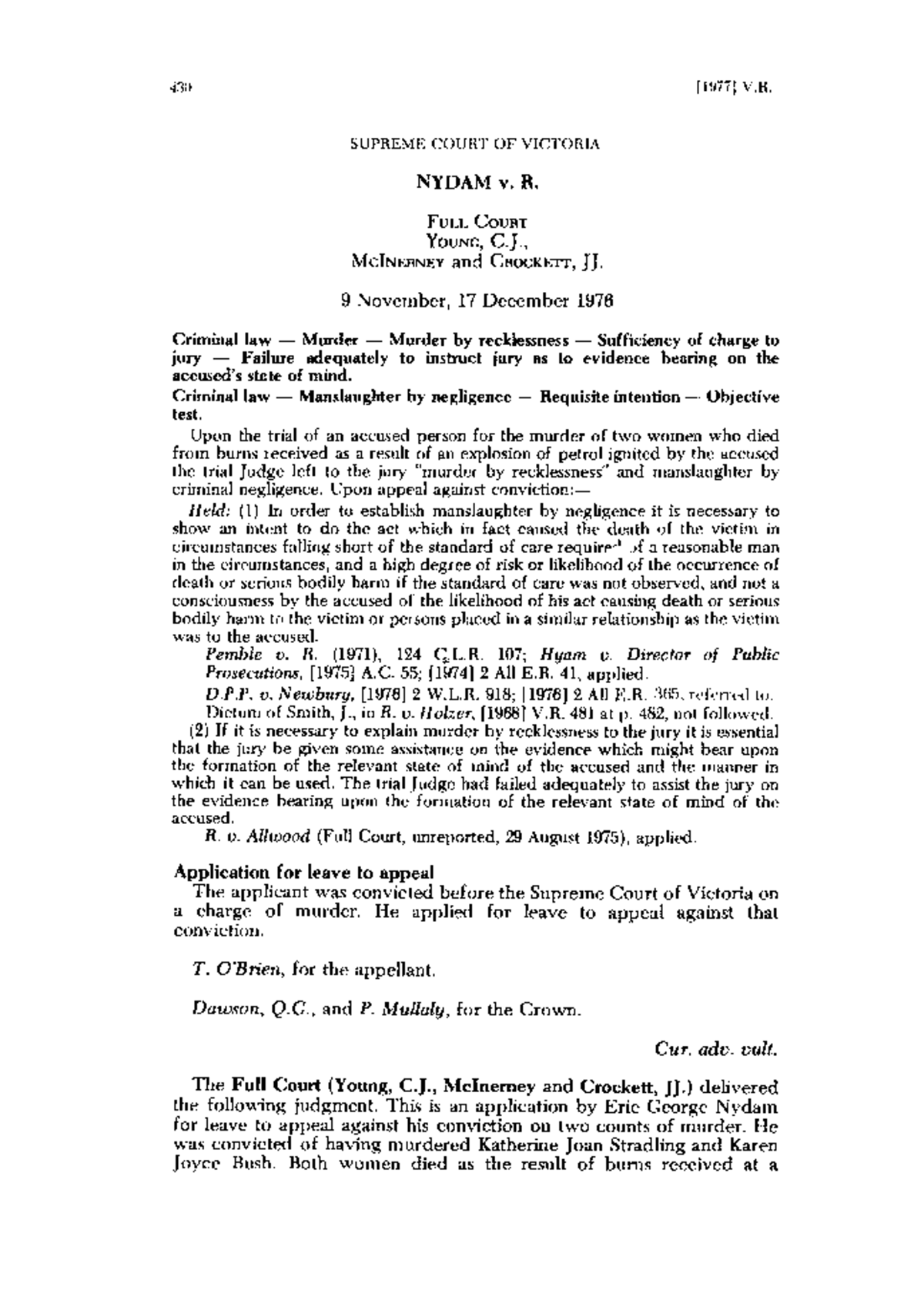 Nydam v R NYDAM v R.pdf - 070218 - Studocu
