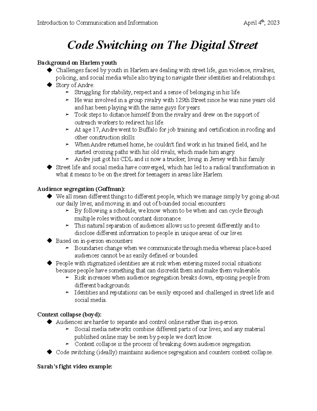 Lecture 17 - Code switching - Introduction to Communication and Information April 4th, 2023 Code ...