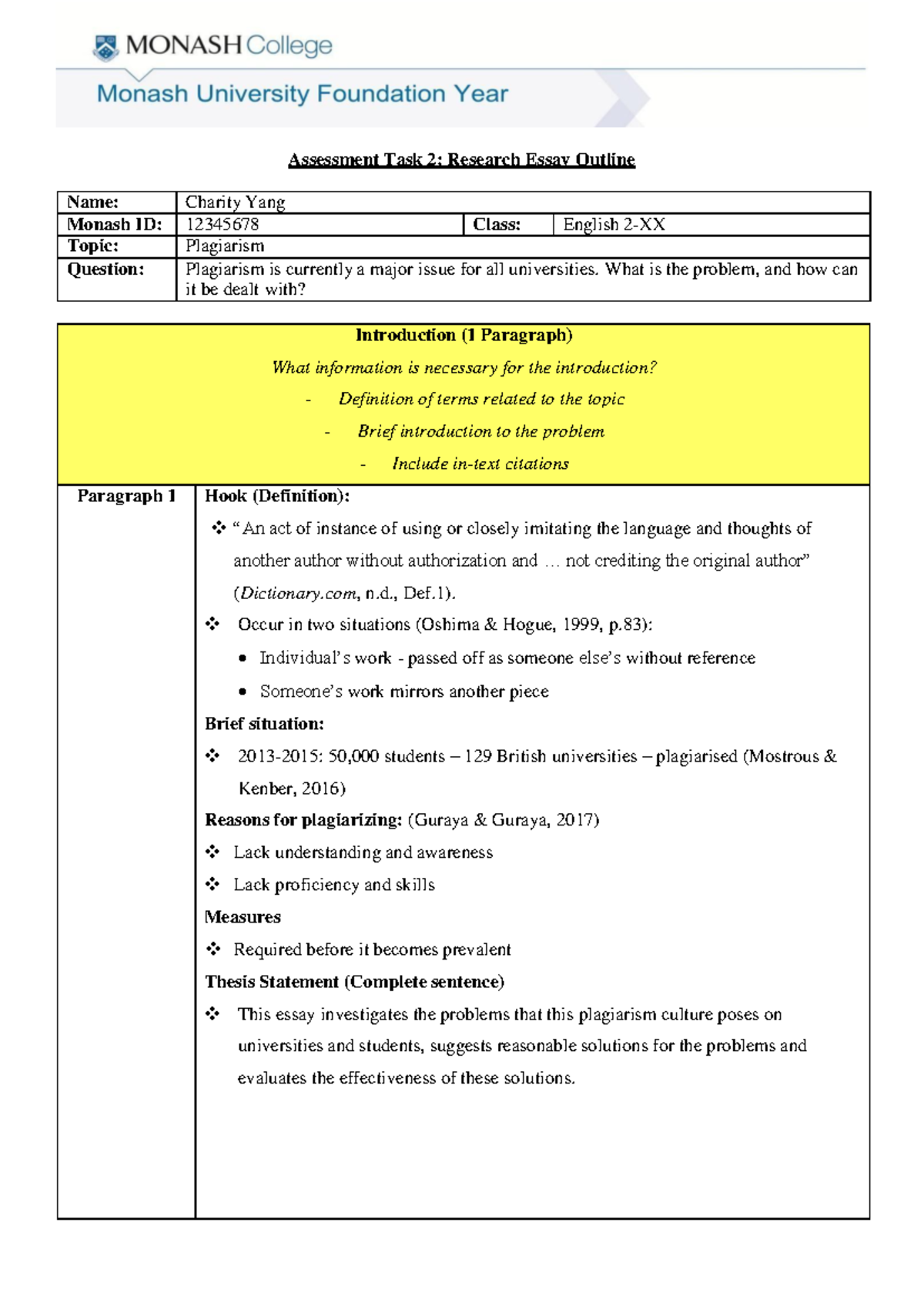 Sample SPSE Essay Outline 2022 updated - Assessment Task 2: Research ...