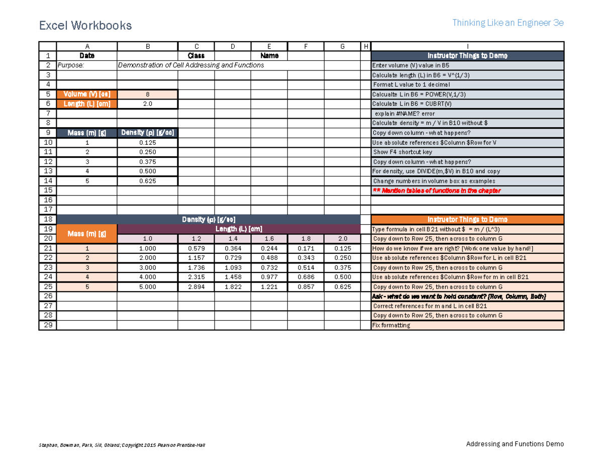 CH 10 Excel Workbooks Demo Instructor - Thinking Like an Engineer 3e ...