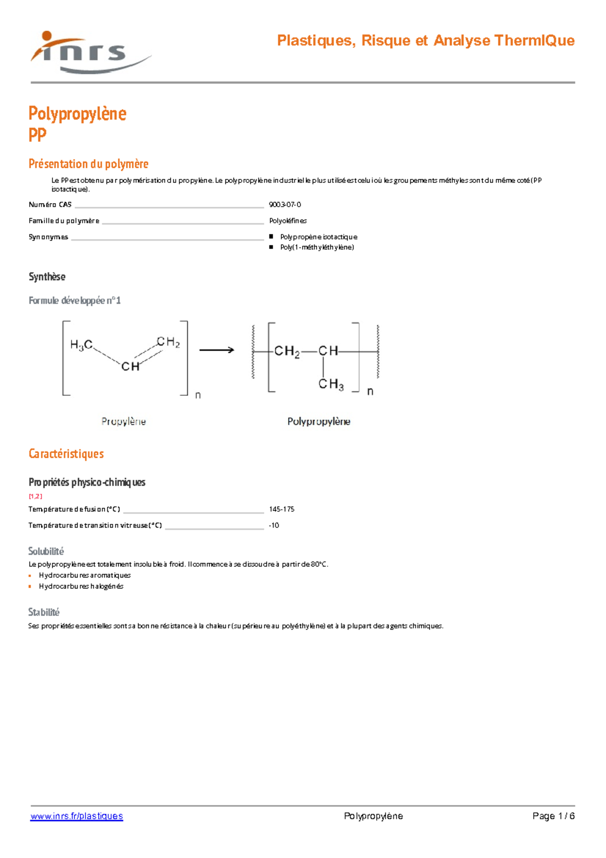 Polymere PP - polymer - Polypropylène PP Présentation du polymère ...