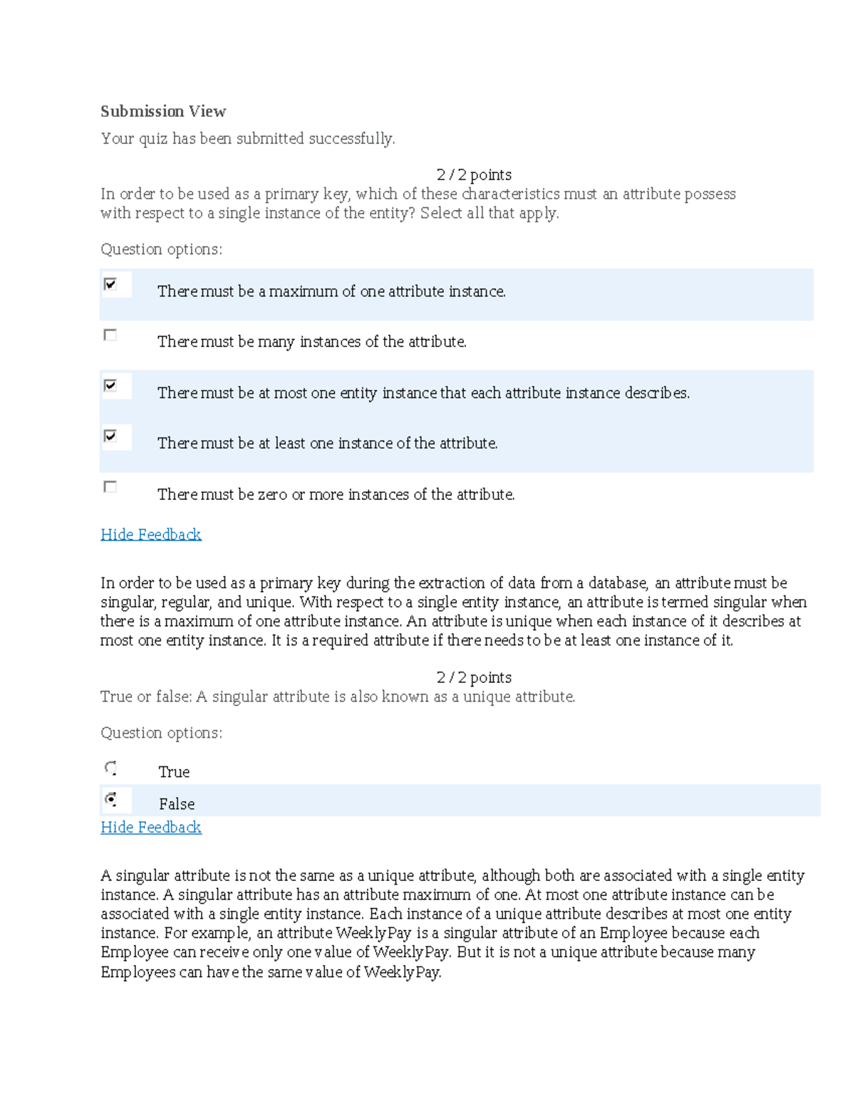 4-1 Module Four Quiz DAD220 - Submission View Your quiz has been ...