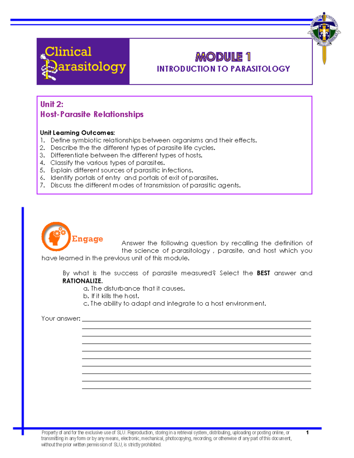 Module 1 unit 2 - N/A - Answer the following question by recalling the ...