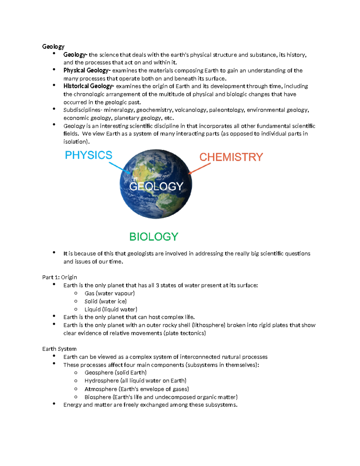 Week 1 Lecture 1 - Geology Geology- the science that deals with the ...
