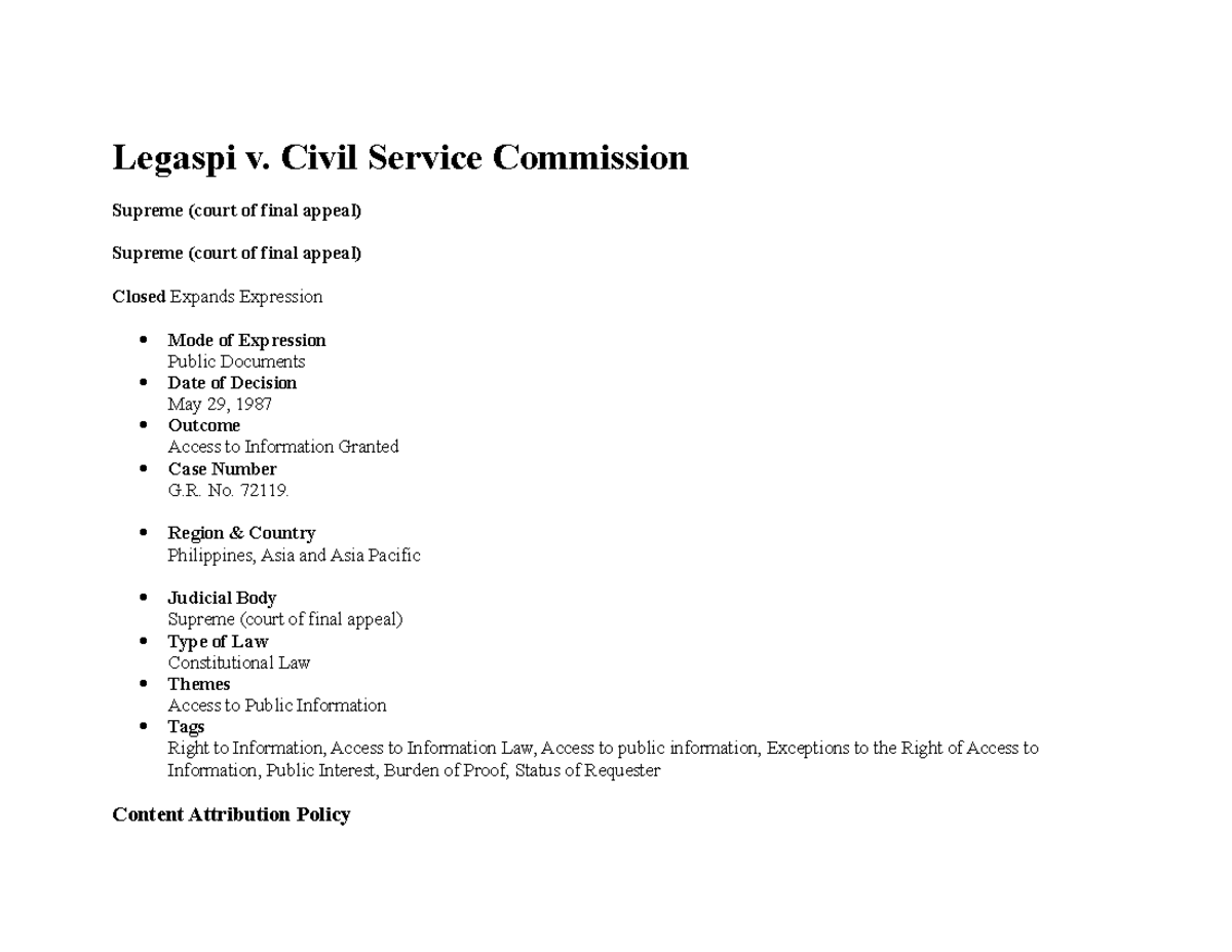 Case Digest Legaspi vs CSC - Legaspi v. Civil Service Commission ...