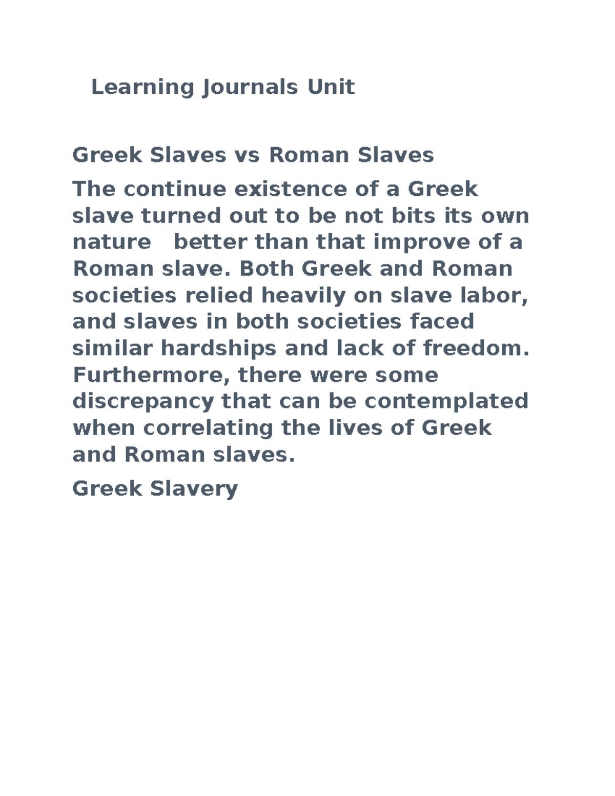 Learning Journals Unit 6 History 6Lear - Learning Journals Unit Greek ...