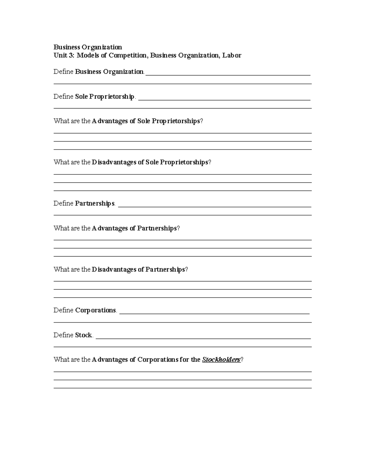 Business Org - This is coursework for Intro. To Economics. - Business ...