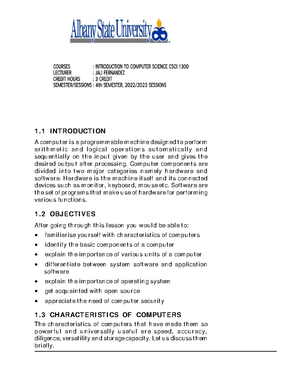 Basicccc computer s 20230419 005501-1 - 1 INTRODUCTION A computer is a ...