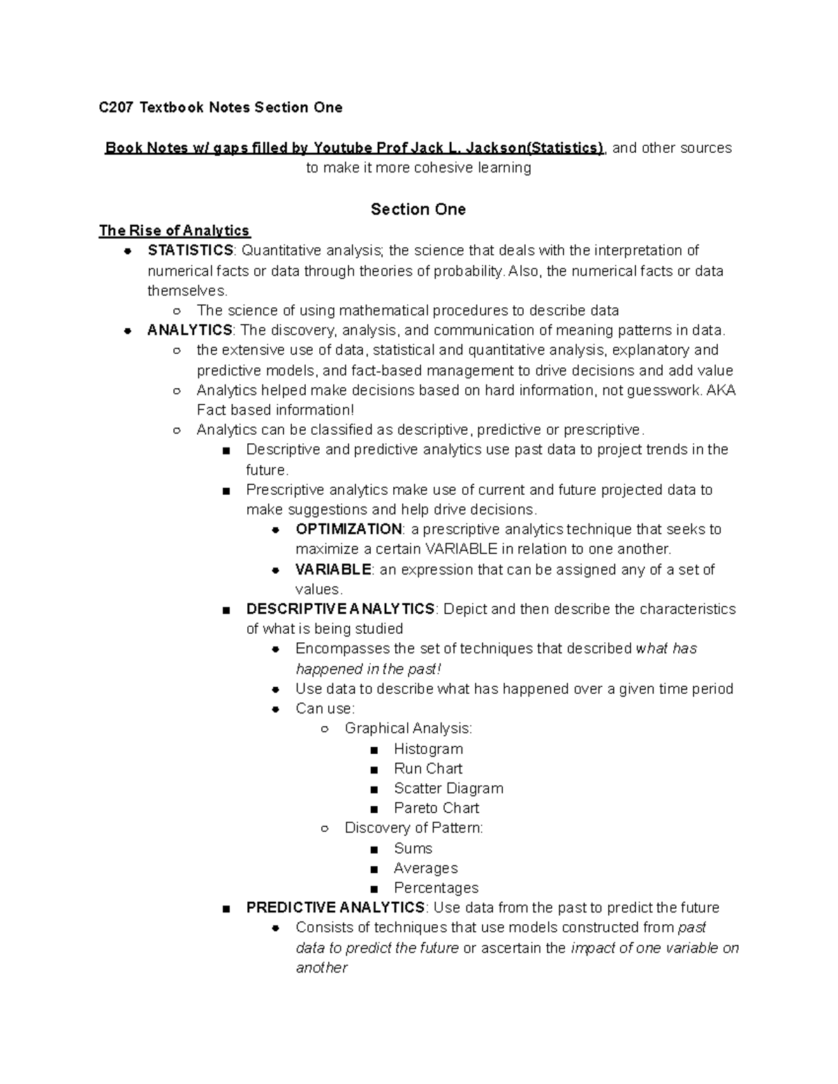 C207 Version 4 Module 1 Book Notes - C207 Textbook Notes Section One ...