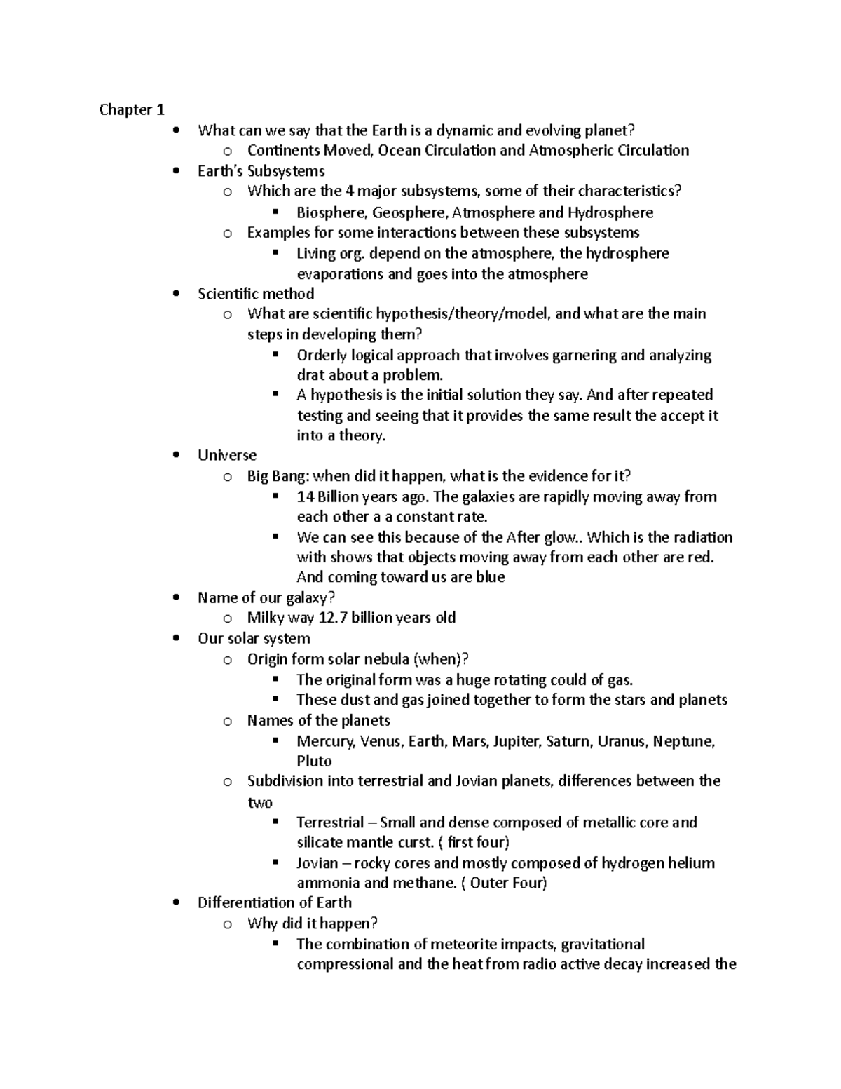 Geology Notes 1 - Chapter 1 What can we say that the Earth is a dynamic ...