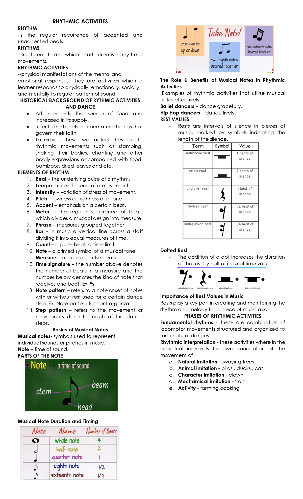PE Reviewer - RHYTHMIC ACTIVITIES RHYTHM is the regular recurrence of ...