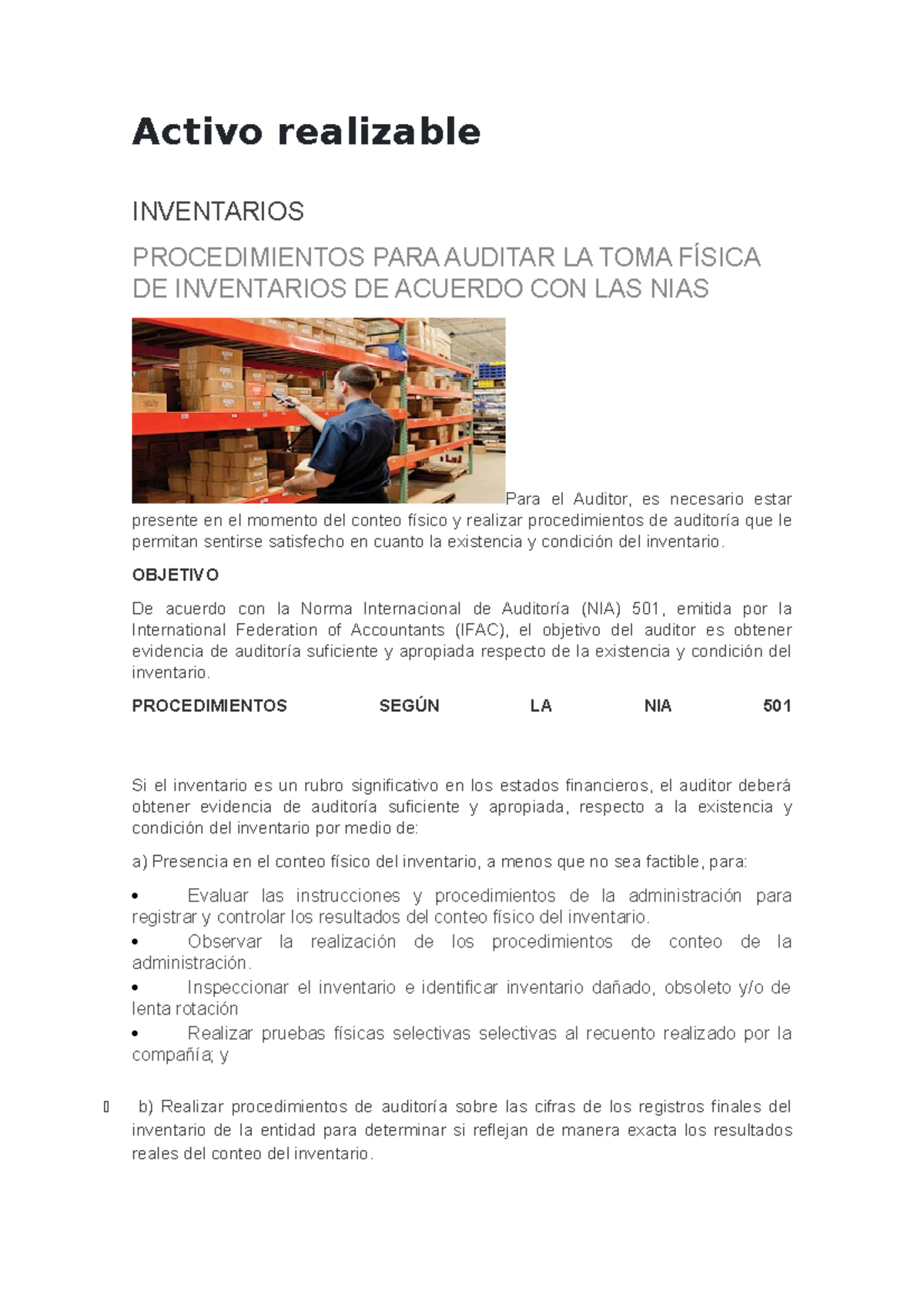 Loewg-t-3 Auditoria del Realizable - Activo realizable INVENTARIOS ...