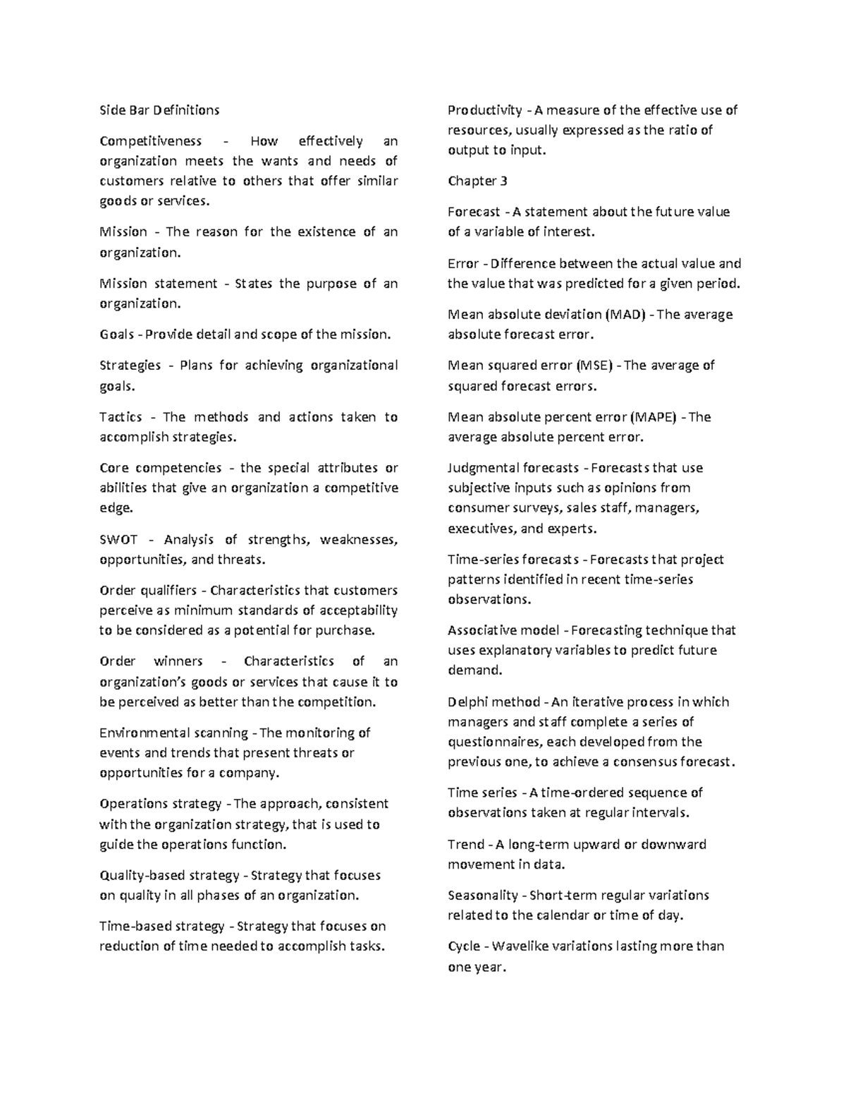 Definition of Terms for Chapter 1 to Chapter 4 - Side Bar Definitions ...