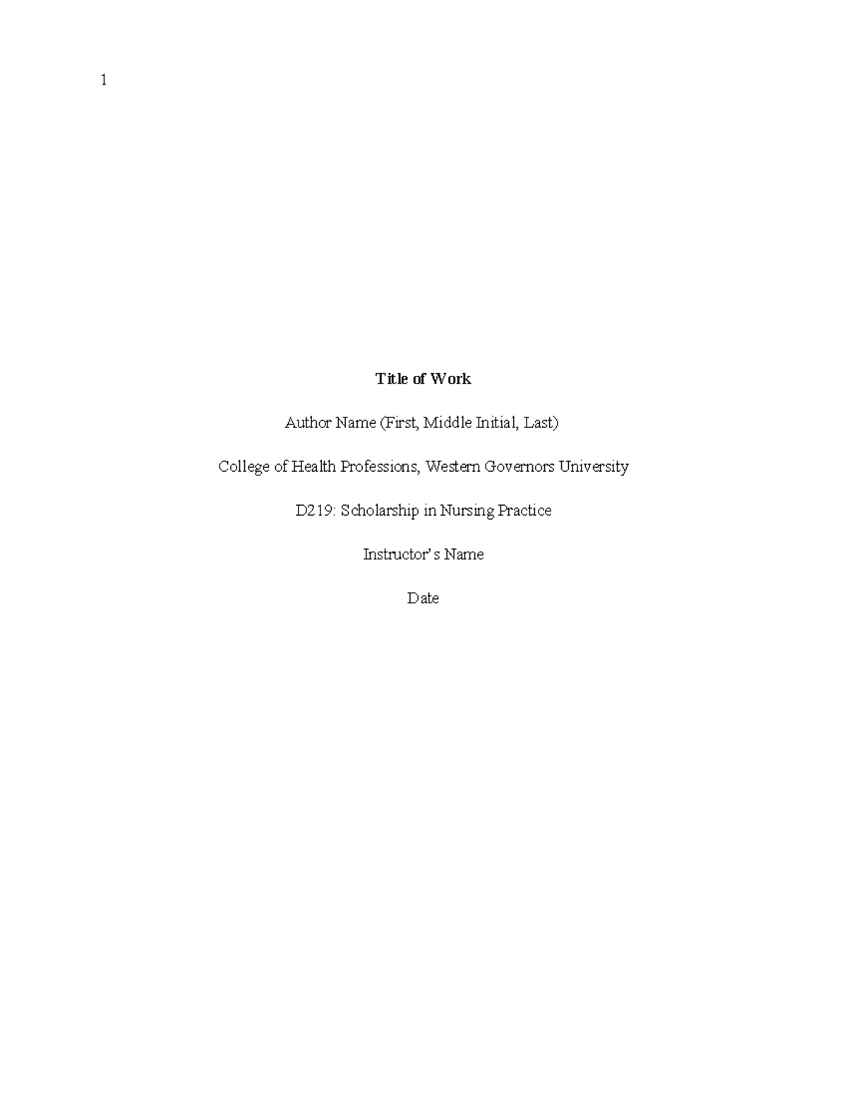 D219 Scholarship in Nursing Practice - MYM2 - PA Template March 2023 ...