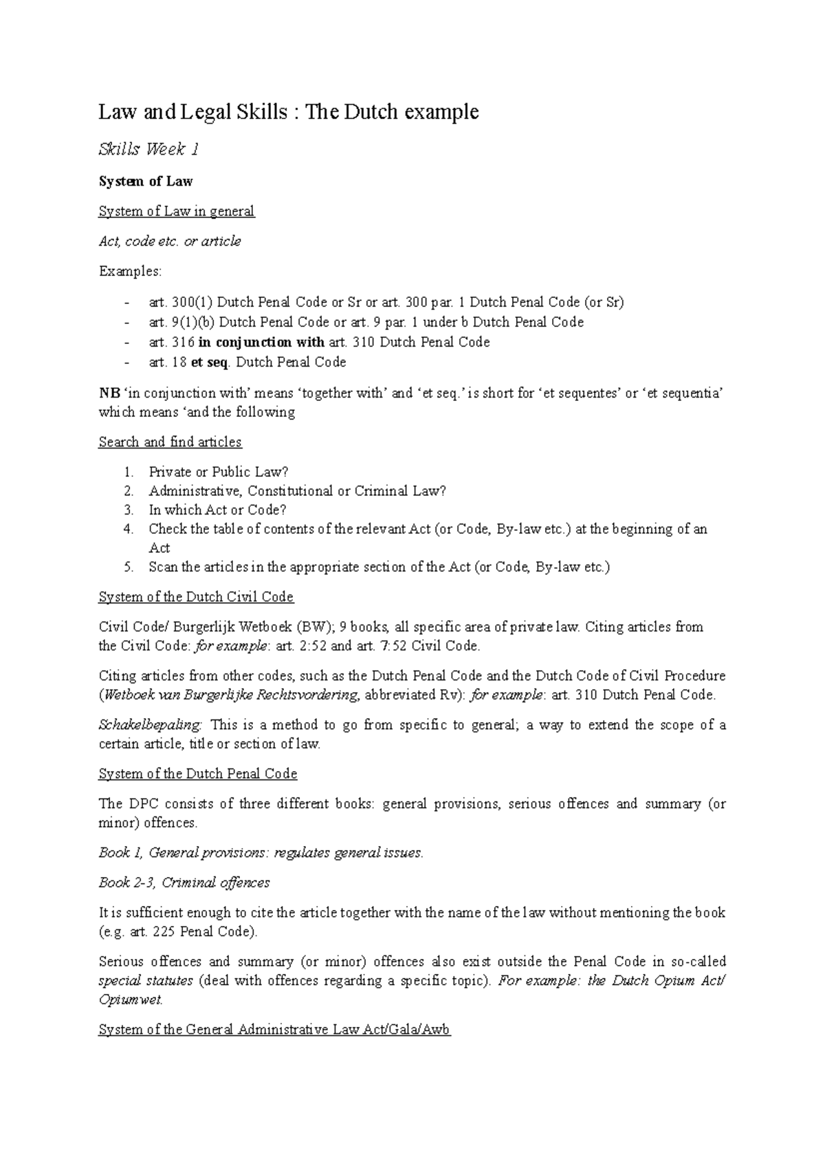 Legal Skills Summary info - Law and Legal Skills : The Dutch example ...