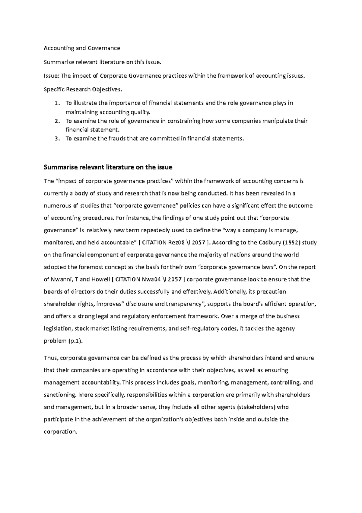 AF301 Assignment PP Presentation - Accounting and Governance Summarise ...