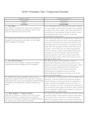 WGU - Orientation Task - Submission that I passed with - GOM1 Orientation Task 1 Assignment ...