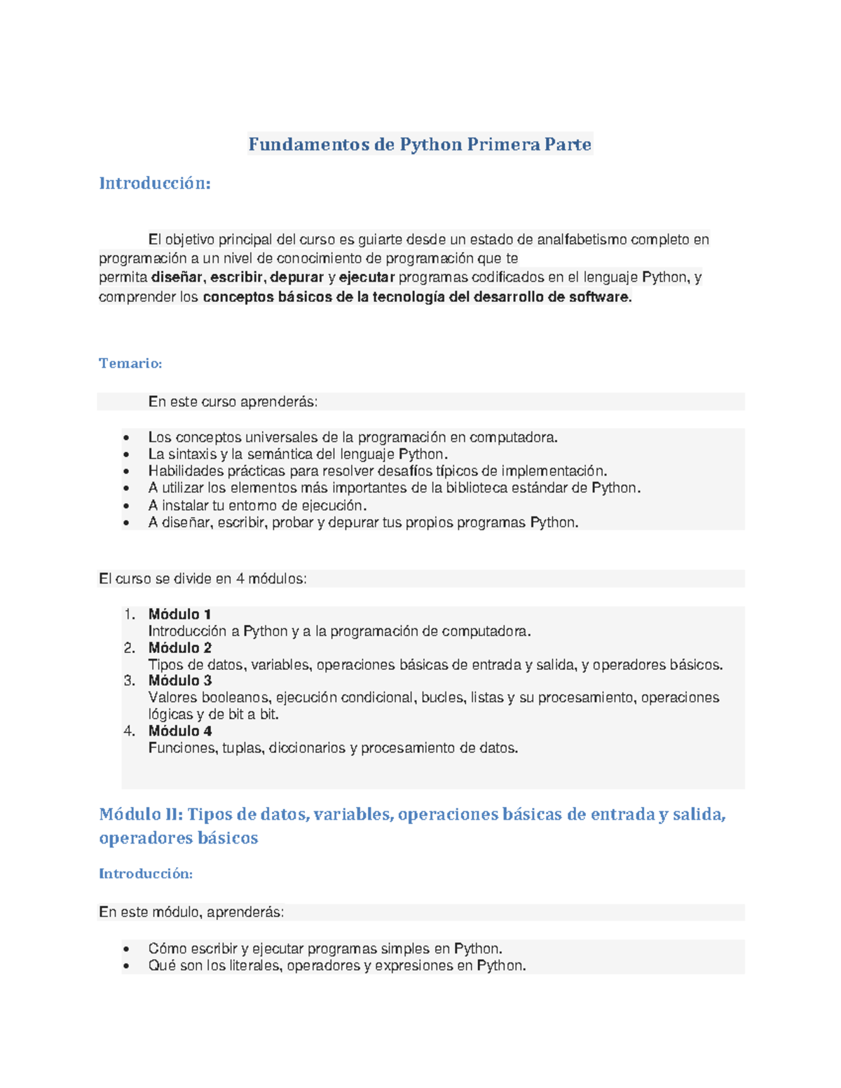 Unidad I Modulo II Tipos de datos, variables, operaciones básicas de ...