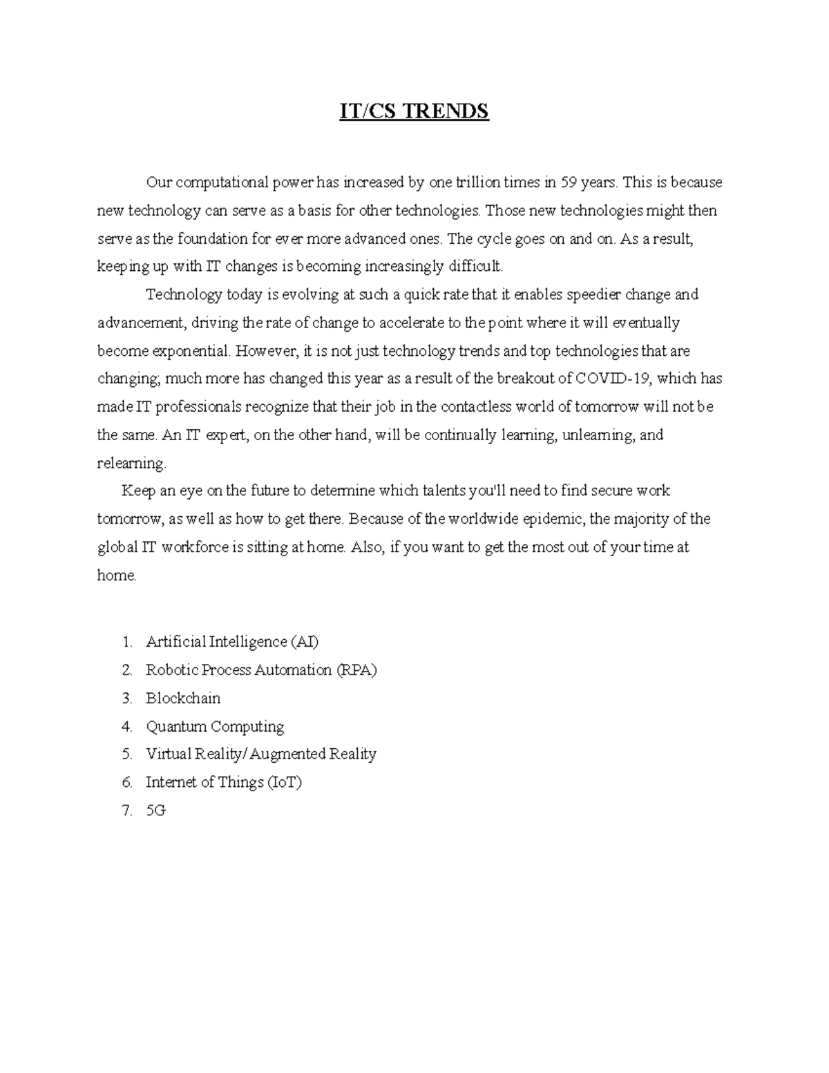 IT & CS Trends - IT/CS TRENDS Our computational power has increased by ...