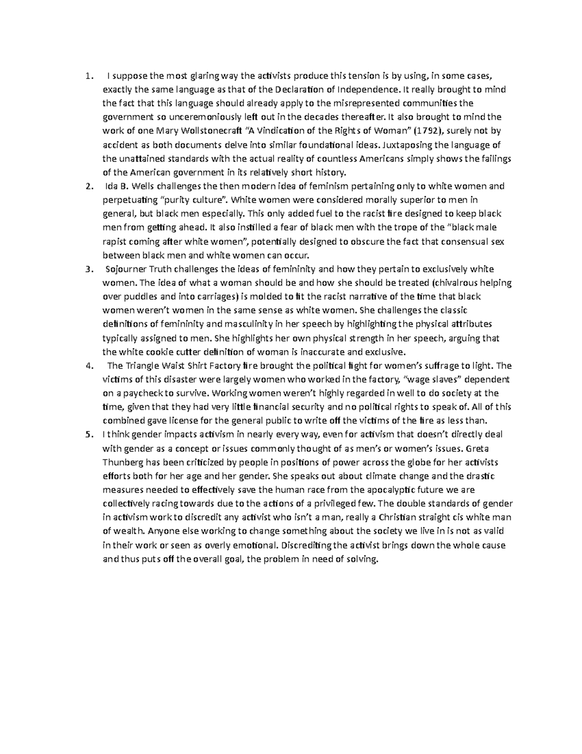 WOS310 Discussion 1 - Assignment for Feminist Activism - I suppose the ...