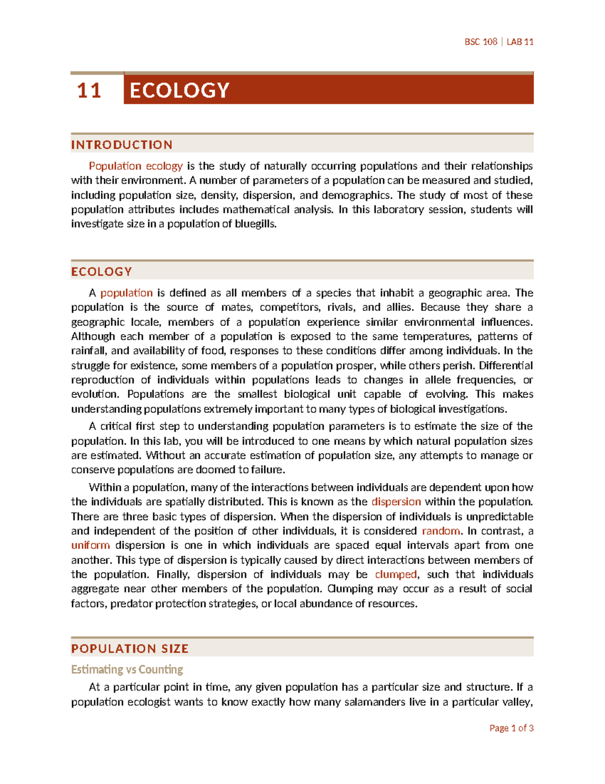 L11 new fl - Tagged - N/A - BSC 108 | LAB 11 11 ECOLOGY INTRODUCTION ...