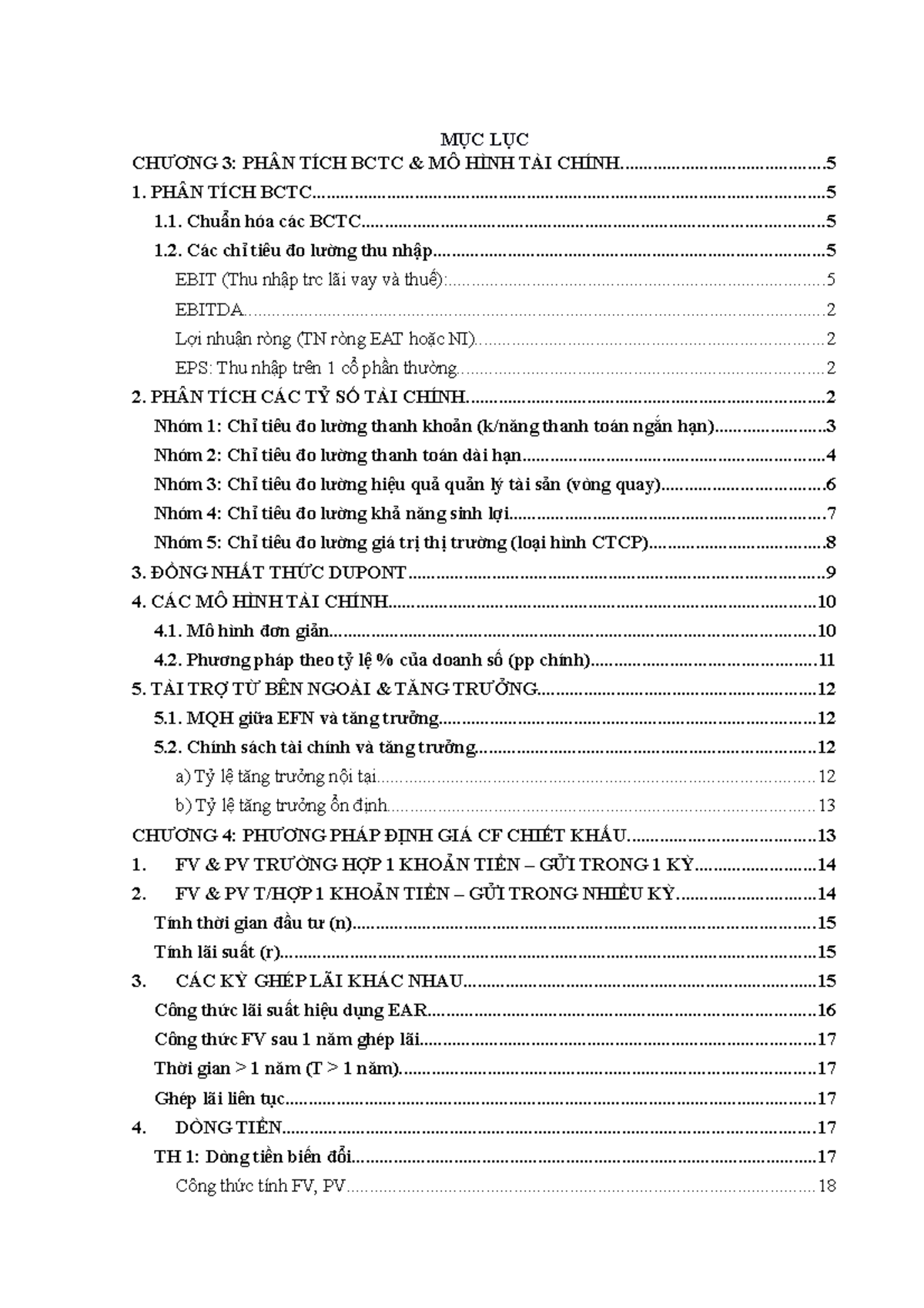 TÀI Chính Doanh NGHIỆP - TCDN - MỤC LỤC - Studocu
