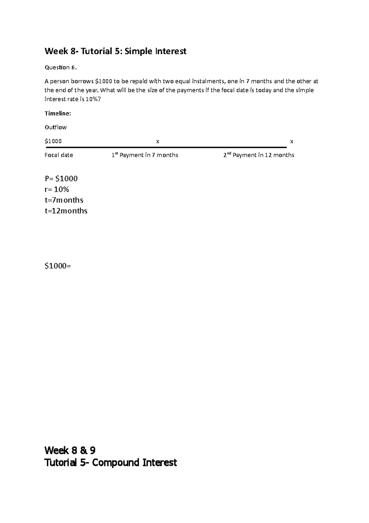 Tutorials - Tutorial Exercise- Week 8- Tutorial 5: Simple Interest ...