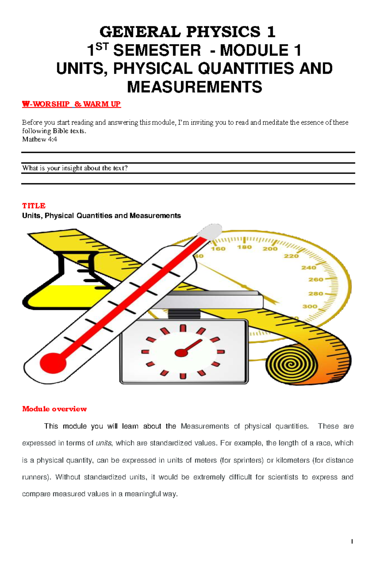 Gen Phy-1st-Sem-Module-1 Units, Physical Quantities AND Measurements ...