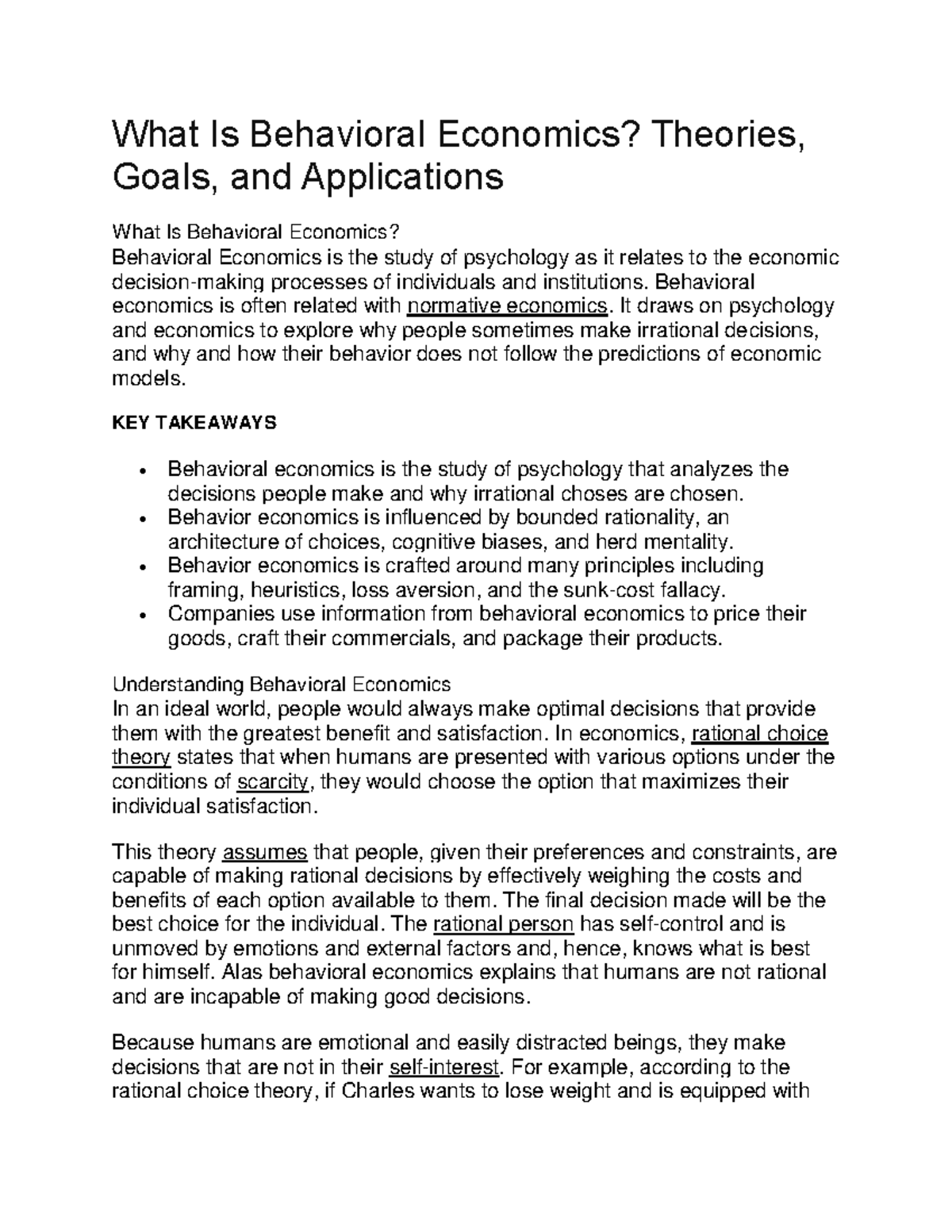 What Is Behavioral Economics - Behavioral economics is often related ...