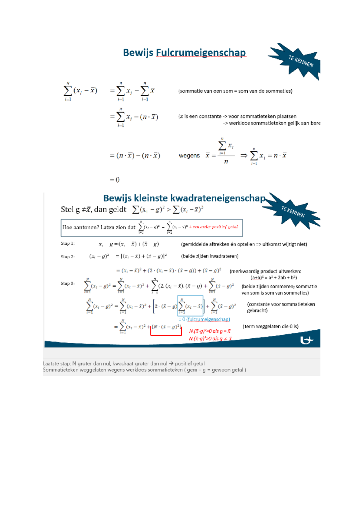 Bewijzen-statistiek - alle bewijzen die je moet kennen - Statistiek I ...