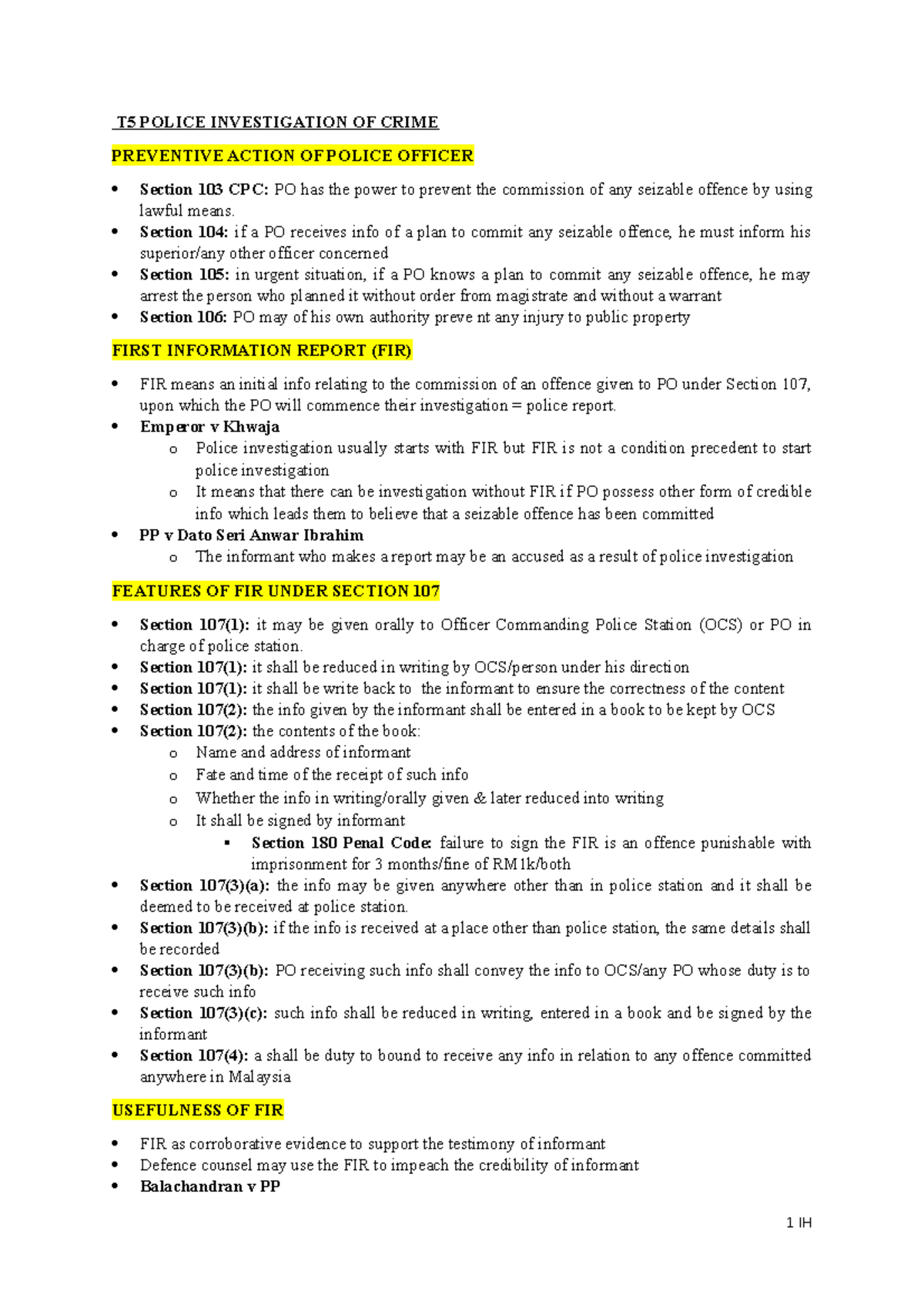 T5 Police Investigation OF Crime - T5 POLICE INVESTIGATION OF CRIME ...