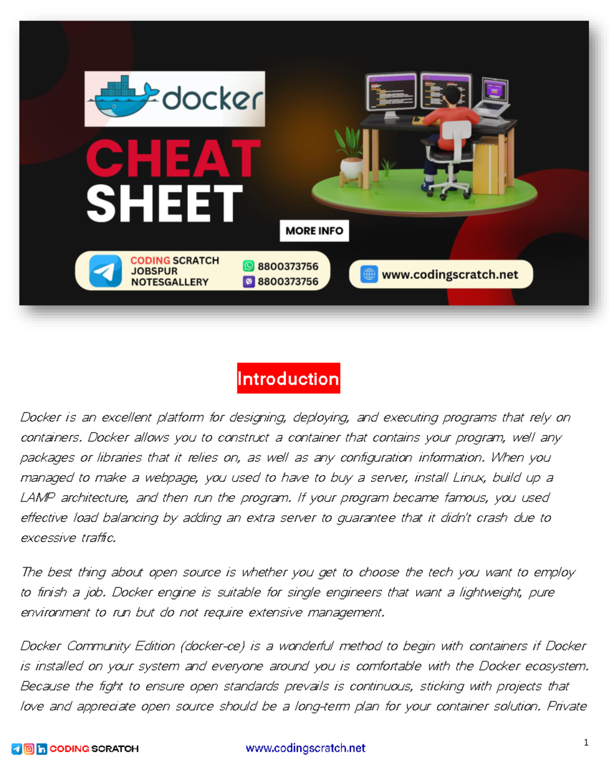 Docker Cheat Sheet - Introduction Docker is an excellent platform for ...