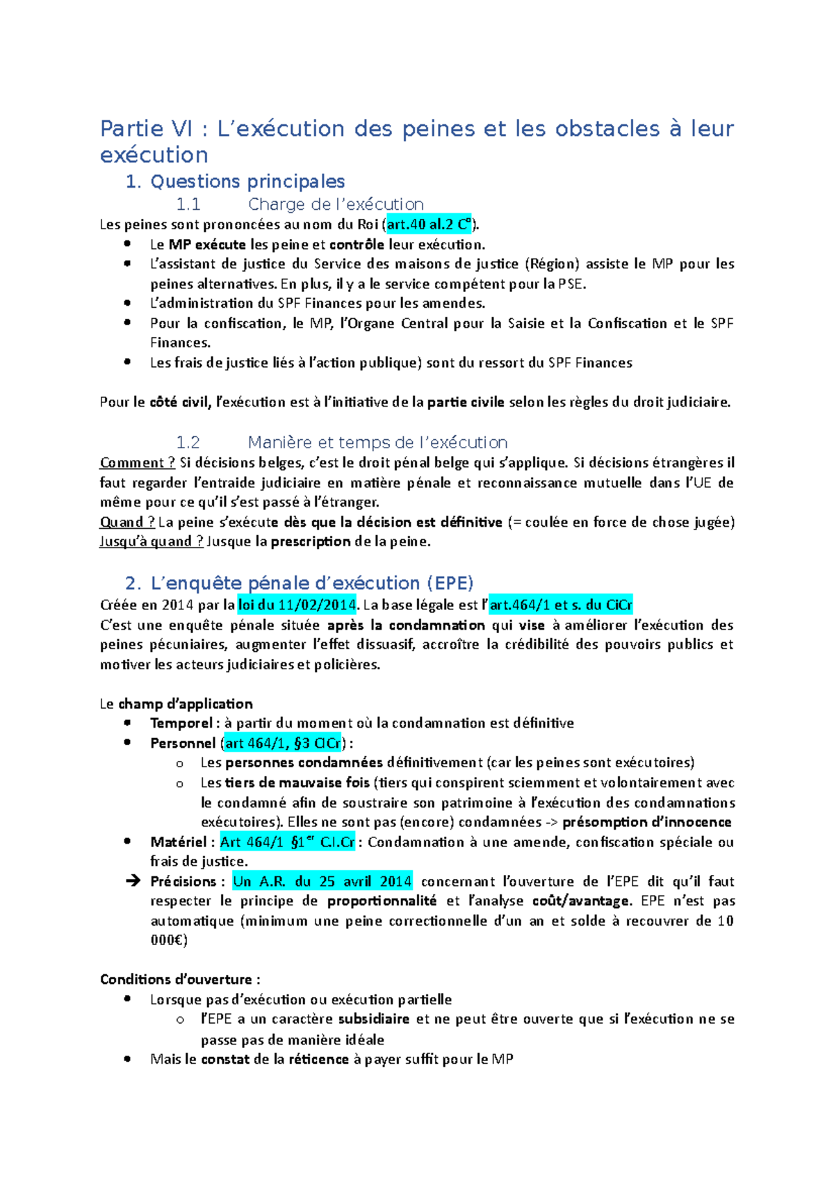 Partie VII droit pénal général (cours de BAC 2) - Partie VI : L ...