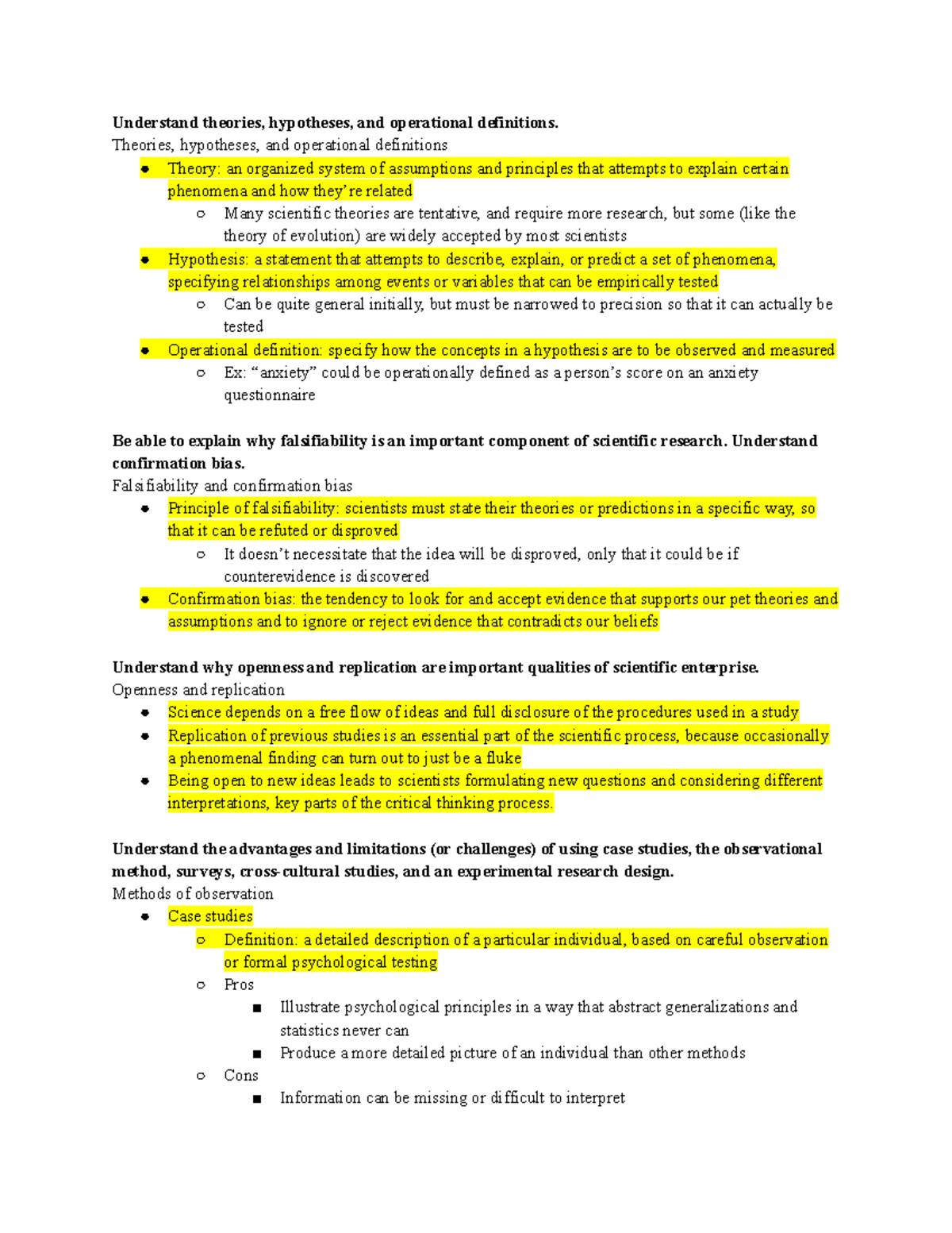 Psych 110 - Chapter 2 - Understand theories, hypotheses, and ...
