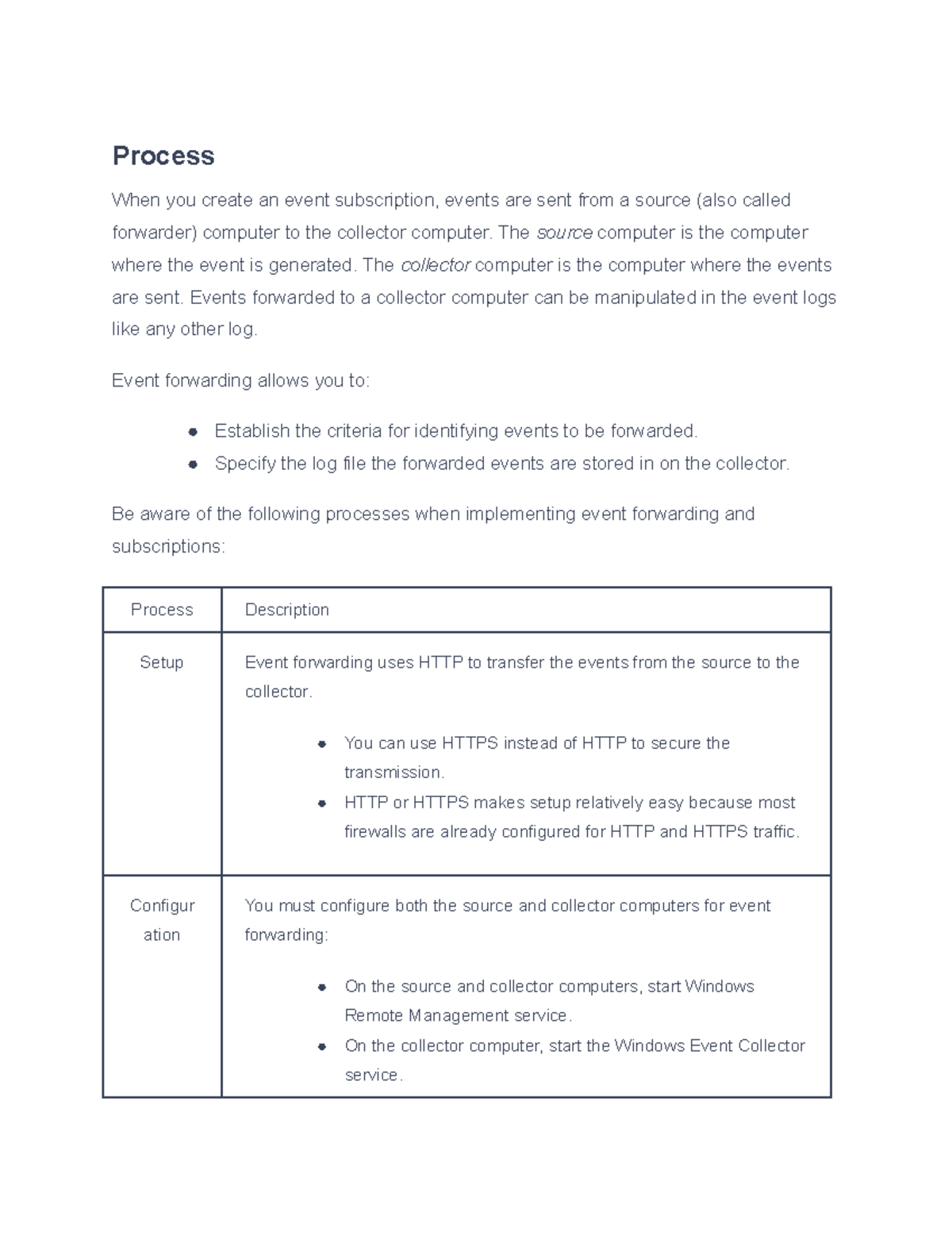 12.4.4 Windows Event Subscriptions Facts - Process When you create an event subscription, events ...