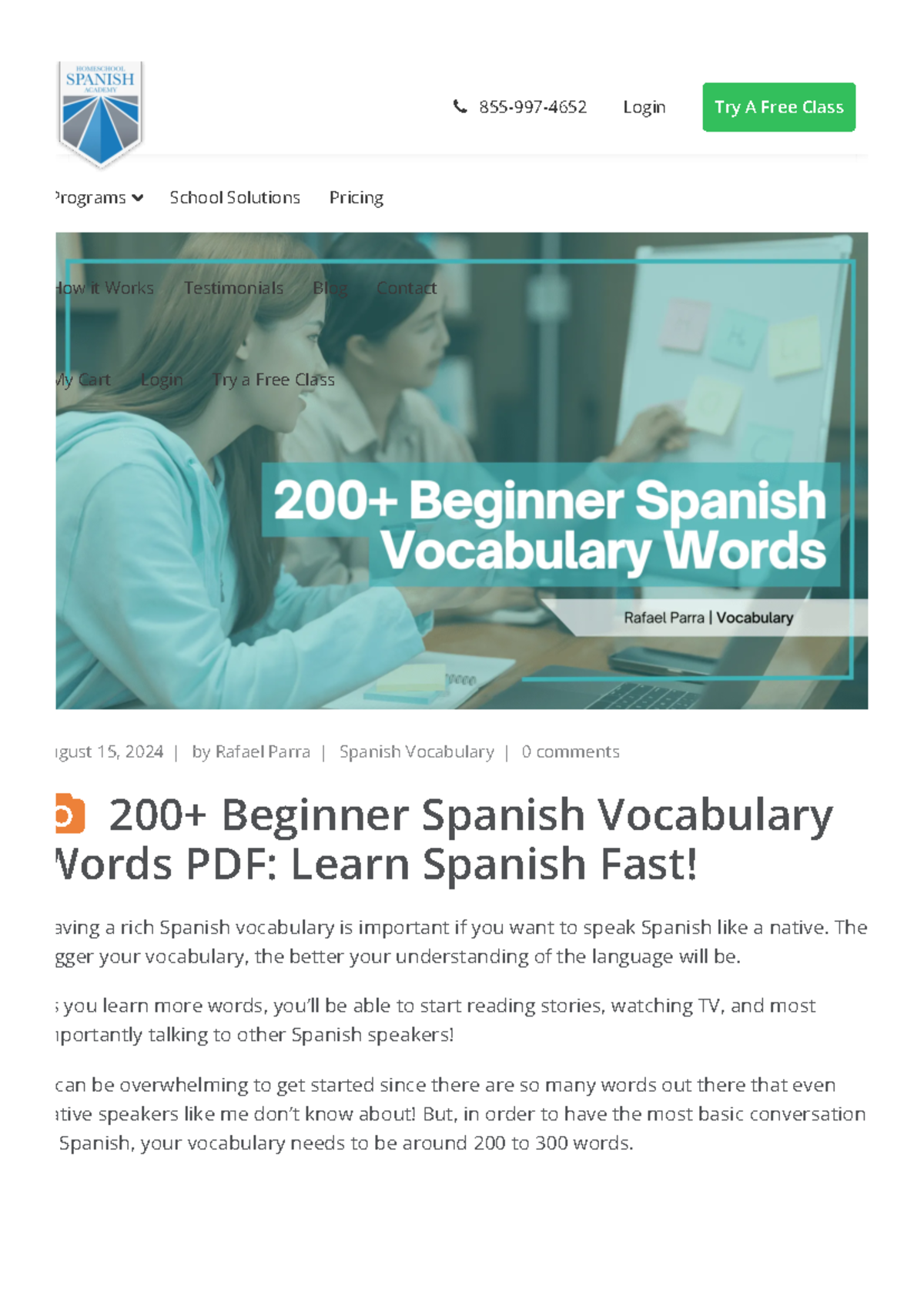 200+ Beginner Spanish Vocabulary Words PDF- Learn Spanish Fast - Having a rich Spanish ...