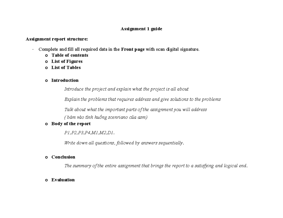 Unit-2 Networking ASM1 Guide - Assignment 1 guide Assignment report structure: - Complete and ...