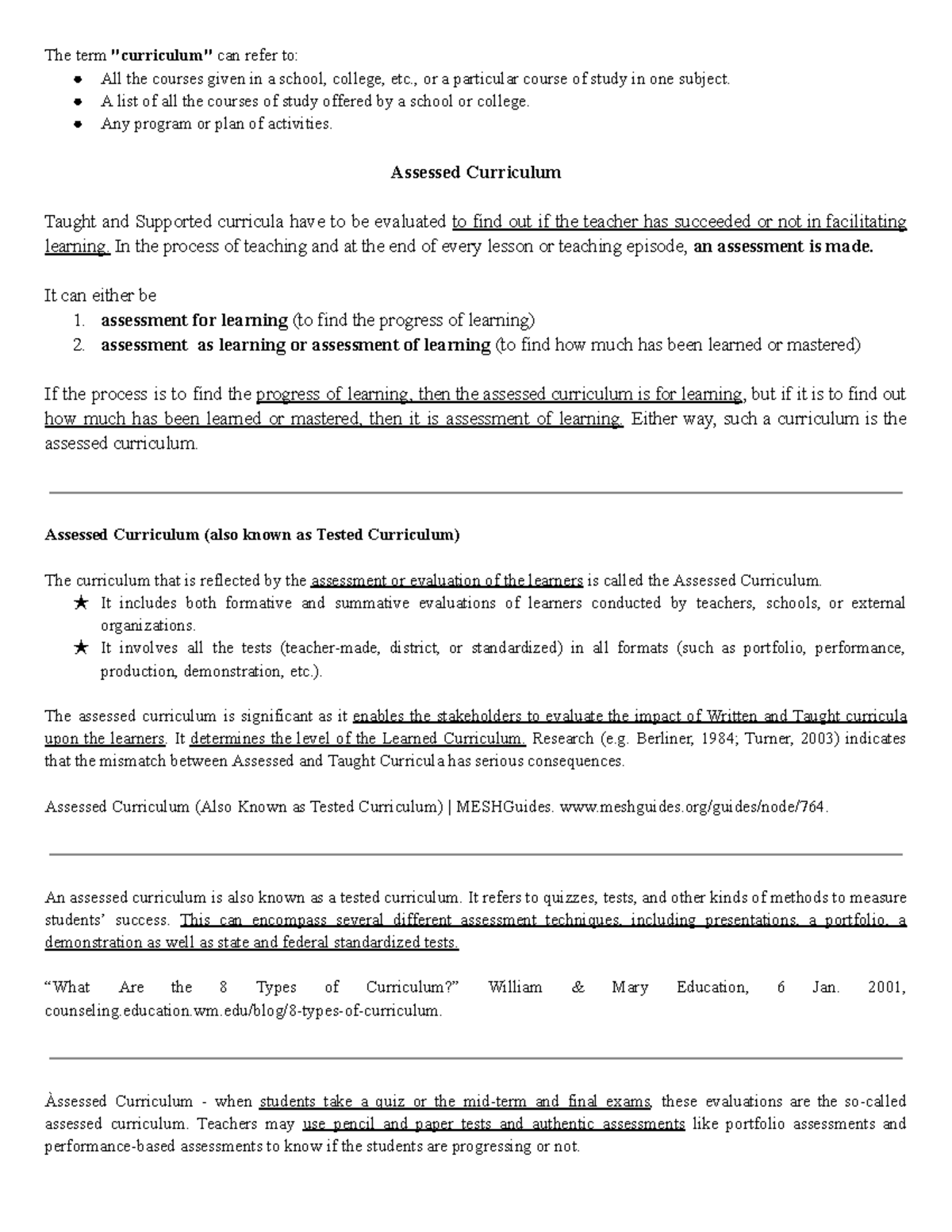 Assessed Curriculum - bbbb - The term "curriculum" can refer to: All ...