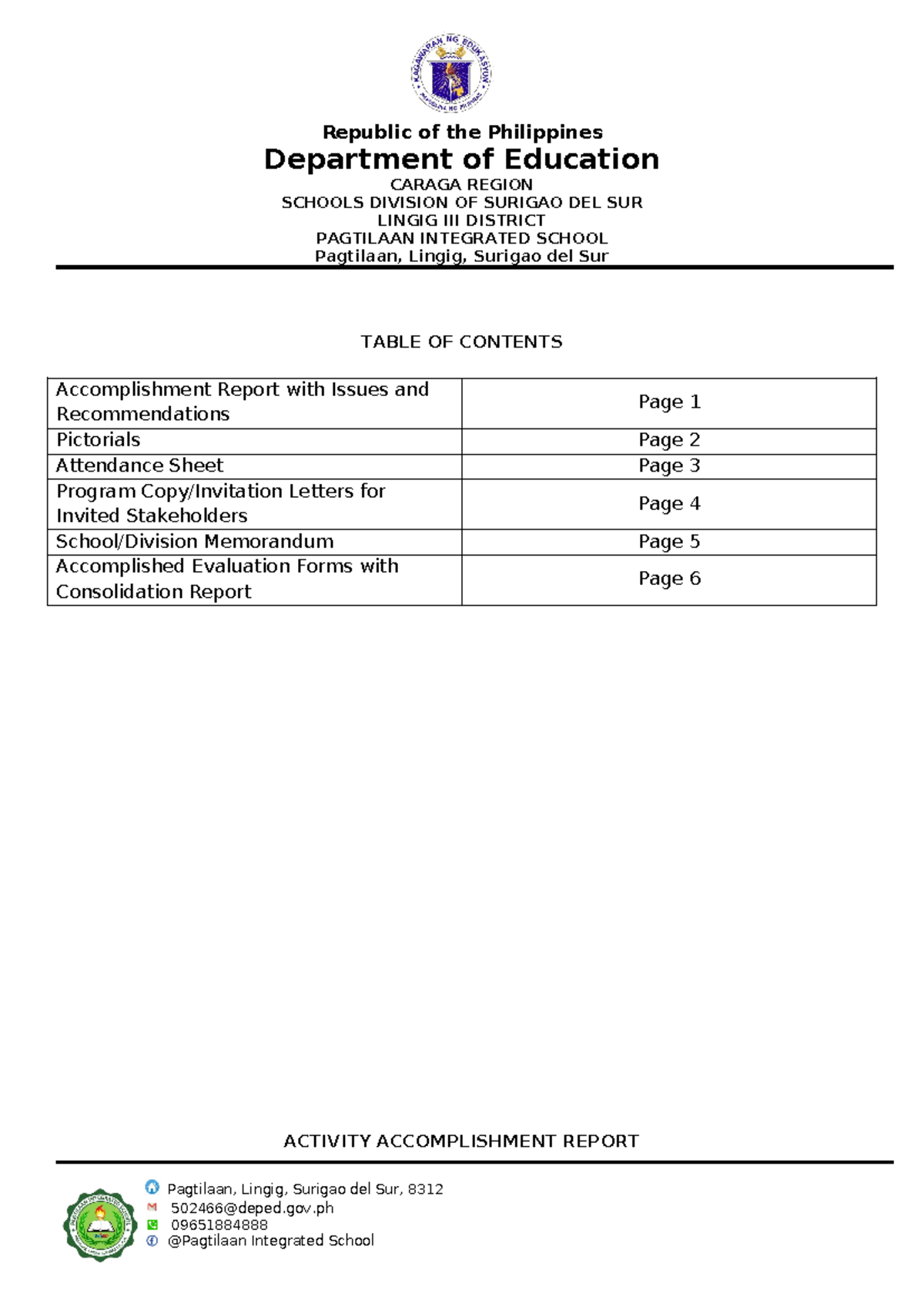 Accomplishment-Report-Template - Department of Education CARAGA REGION ...