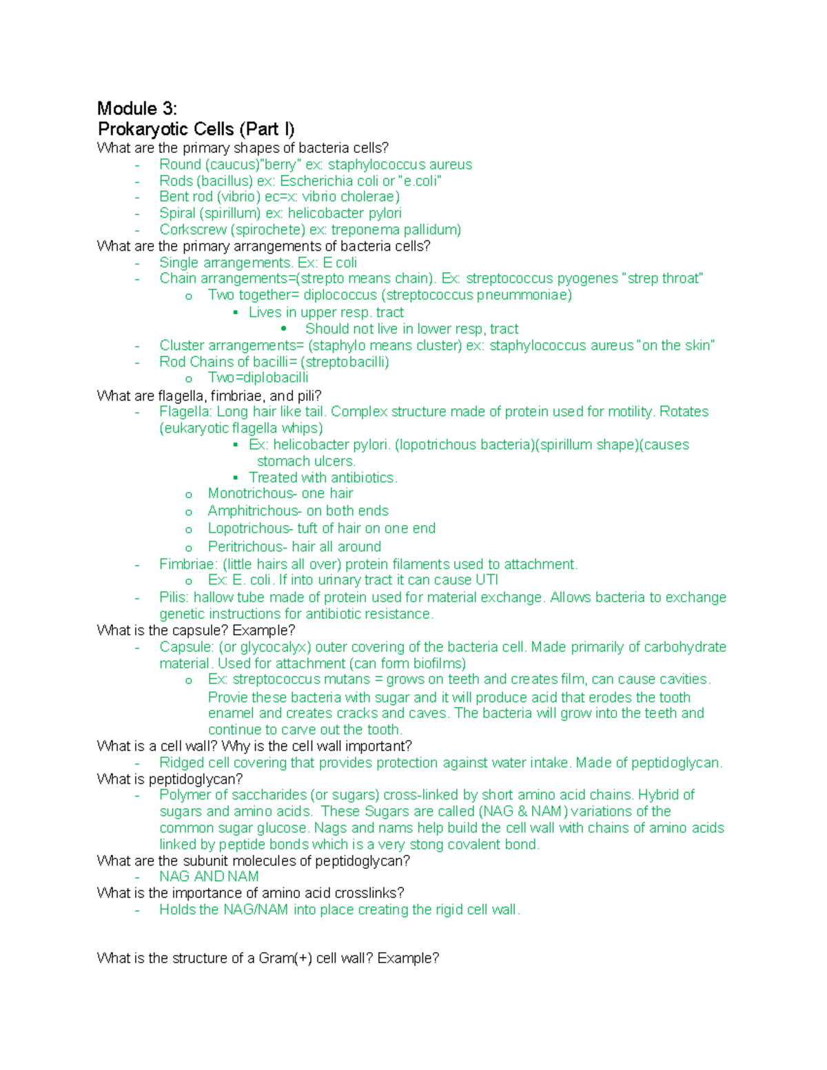 Module 3 - ... - Module 3: Prokaryotic Cells (Part I) What are the ...