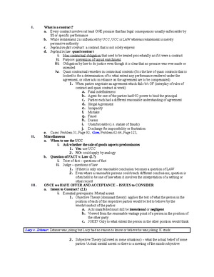 Contract Law Outline - 2 - MUST ALL OF THE CONSIDERATION BE VALID? Rule ...
