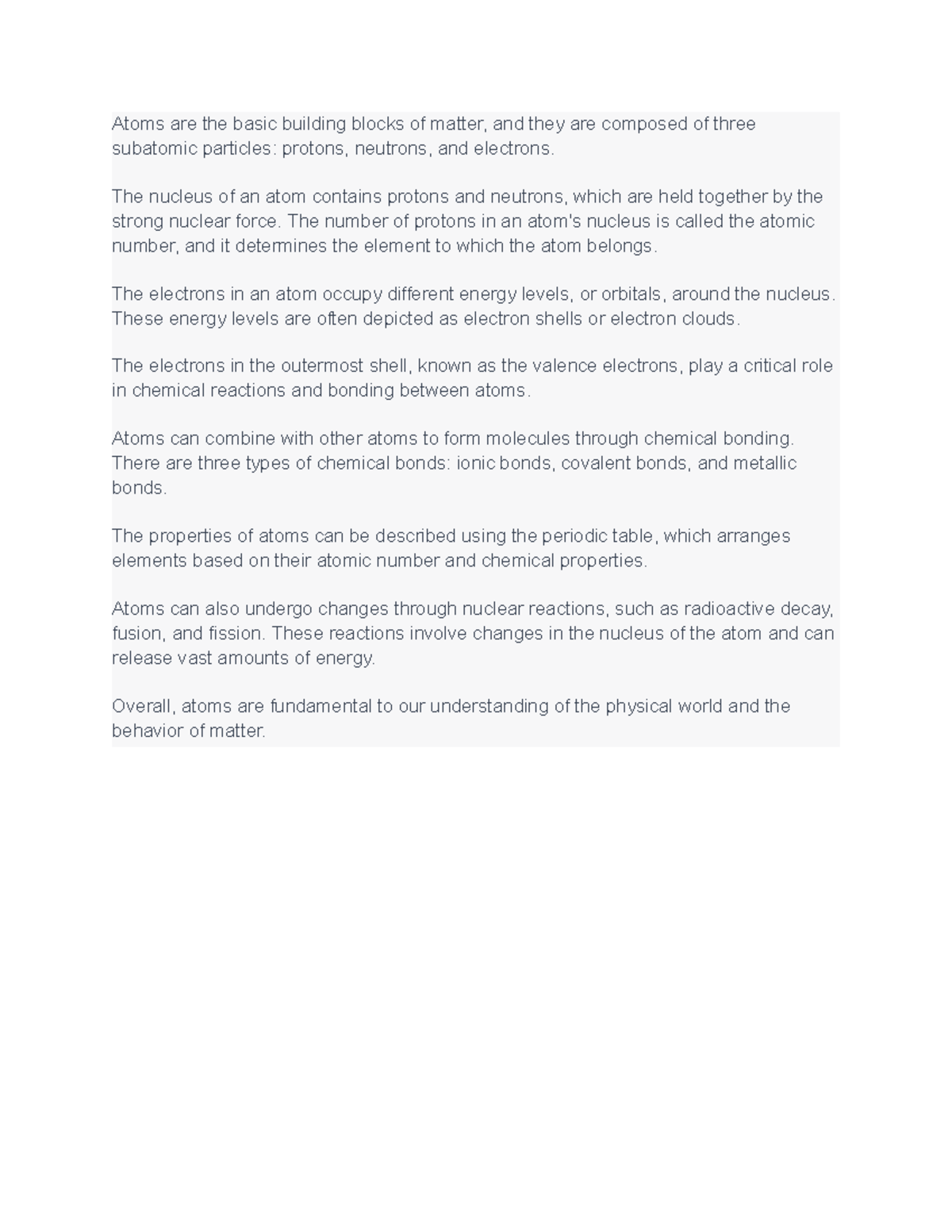 Atoms Class Notes - Atoms are the basic building blocks of matter, and ...