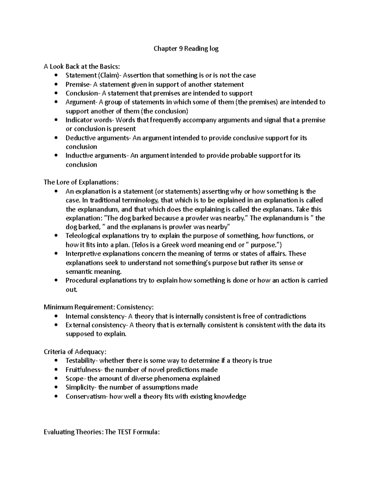 Chapter 9 Reading log Critical thinking - HUM 115 - Studocu