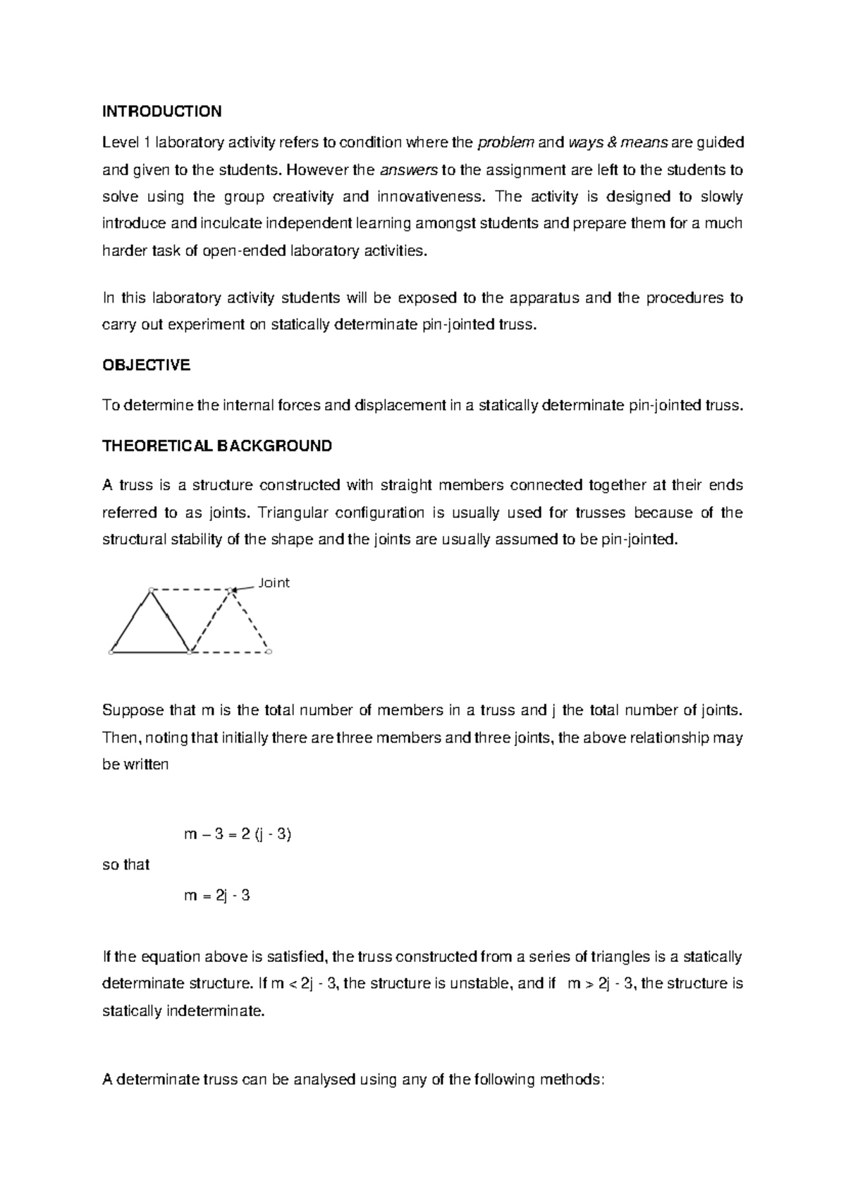 Lab Truss Introduction Level 1 Laboratory Activity Refers To