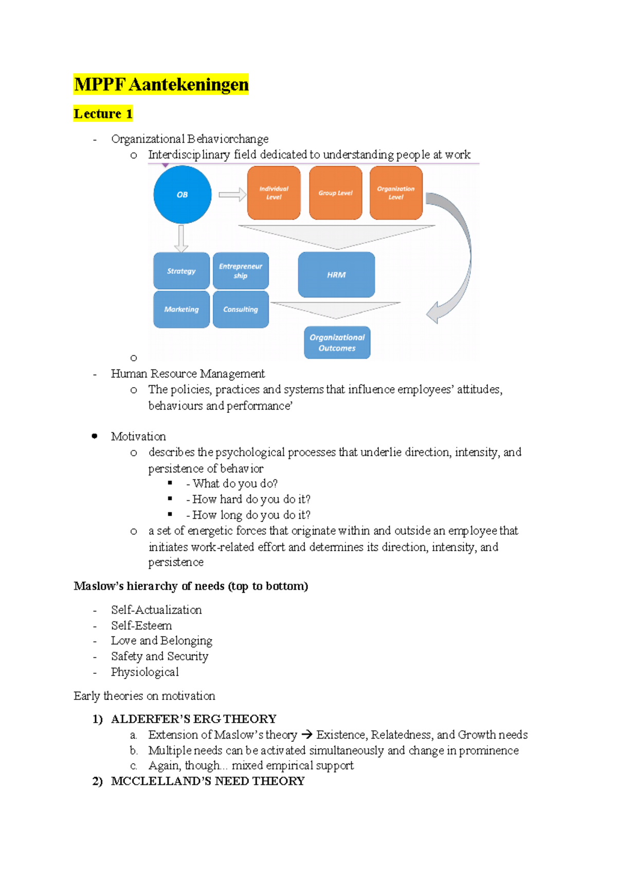 MPPF Aantekeningen - MPPF Aantekeningen Lecture 1 Organizational ...