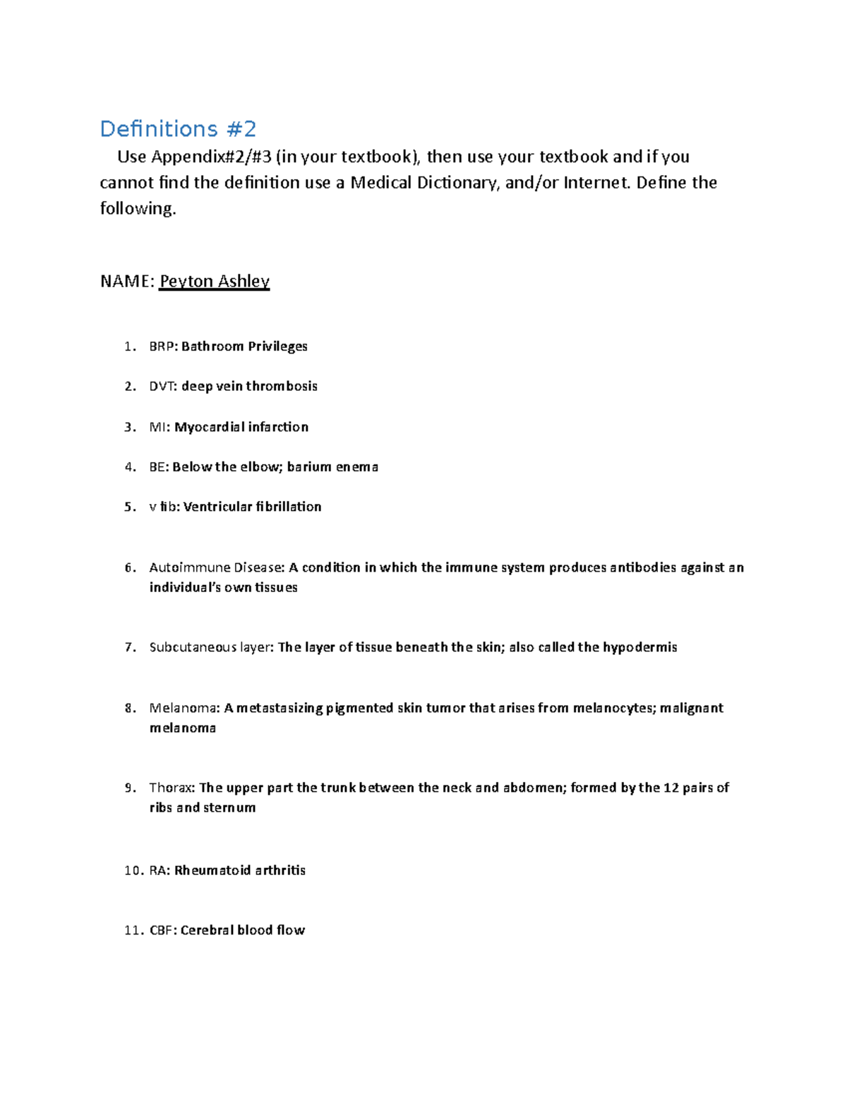 Medical Terminolgy Chapter 2 - Definitions Use Appendix#2/#3 (in your ...